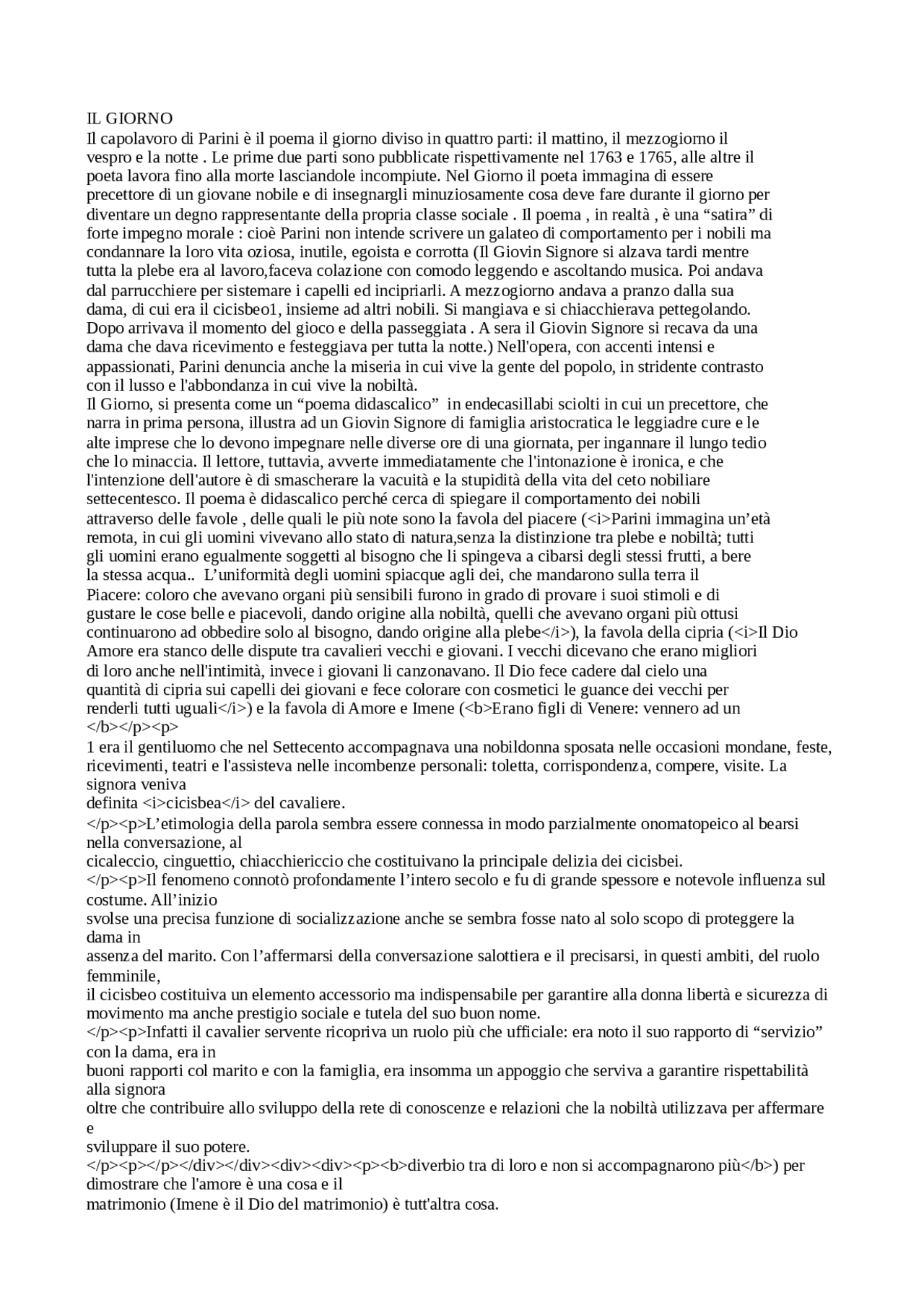 Riassunto Giorno Di Parini Docsity