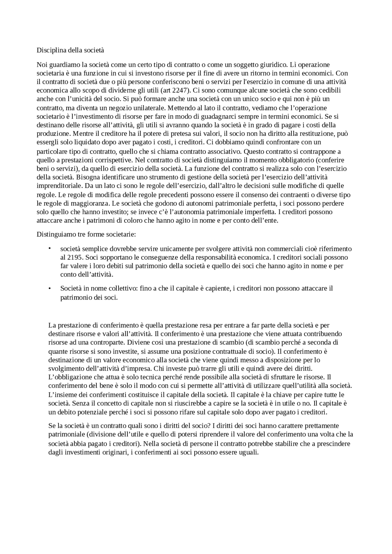 Disciplina Della Società Docsity