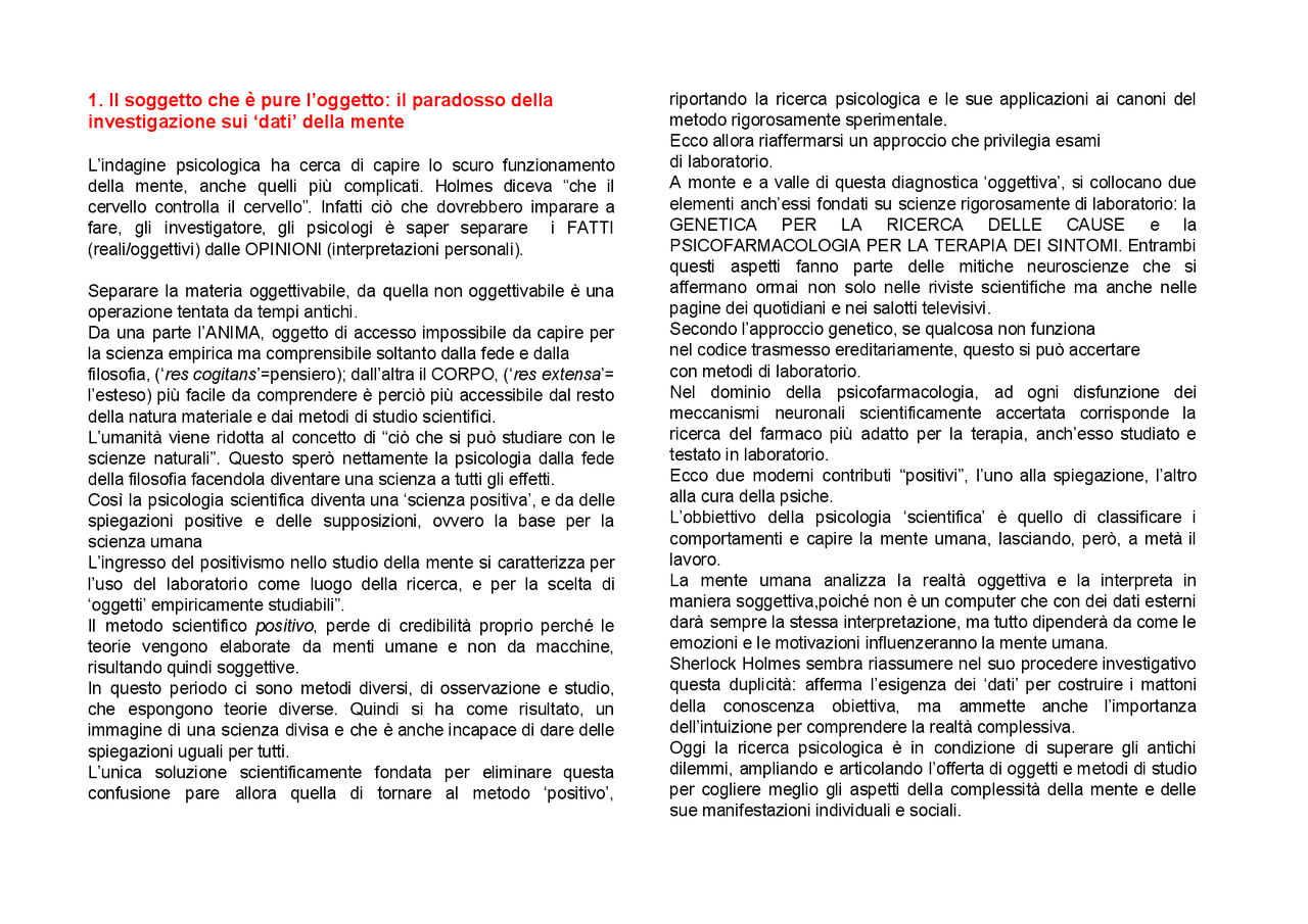 Riassunto "Elementare, Watson!" - Docsity