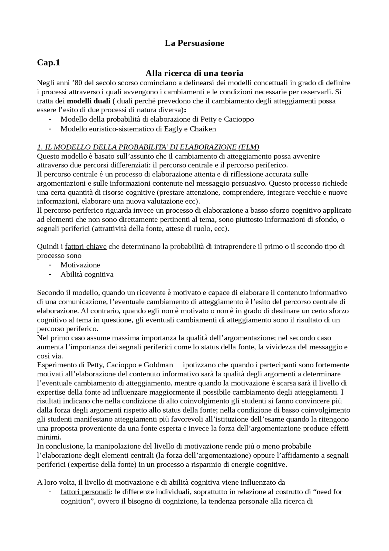 Riassunto Libro La Persuasione Di Ncavazza Docsity