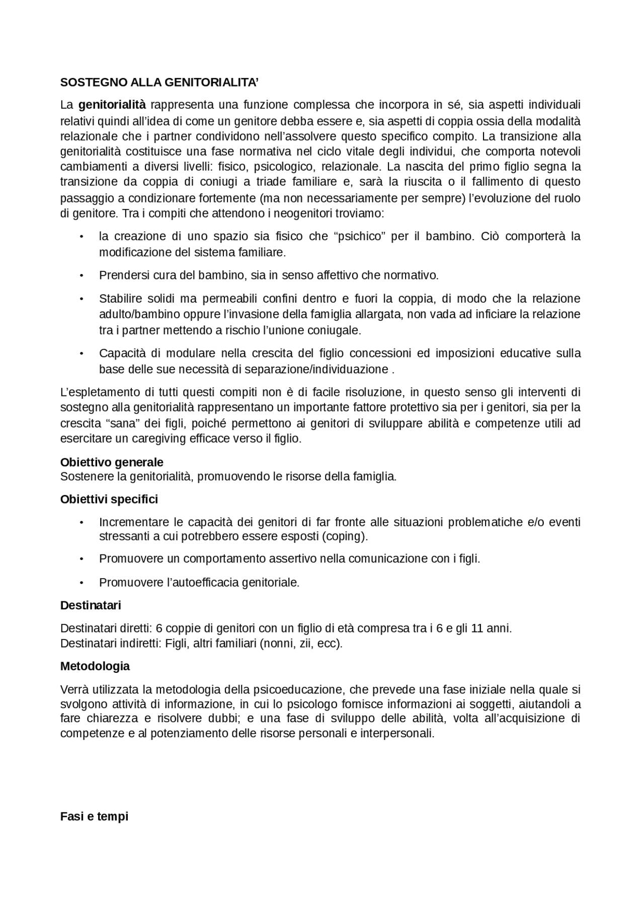 Sostegno Alla Genitorialità Docsity