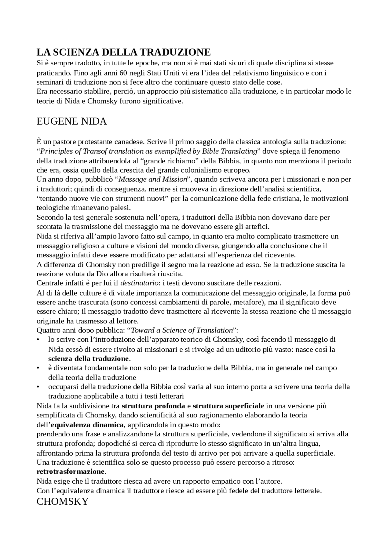 Scienza Della Traduzione Docsity