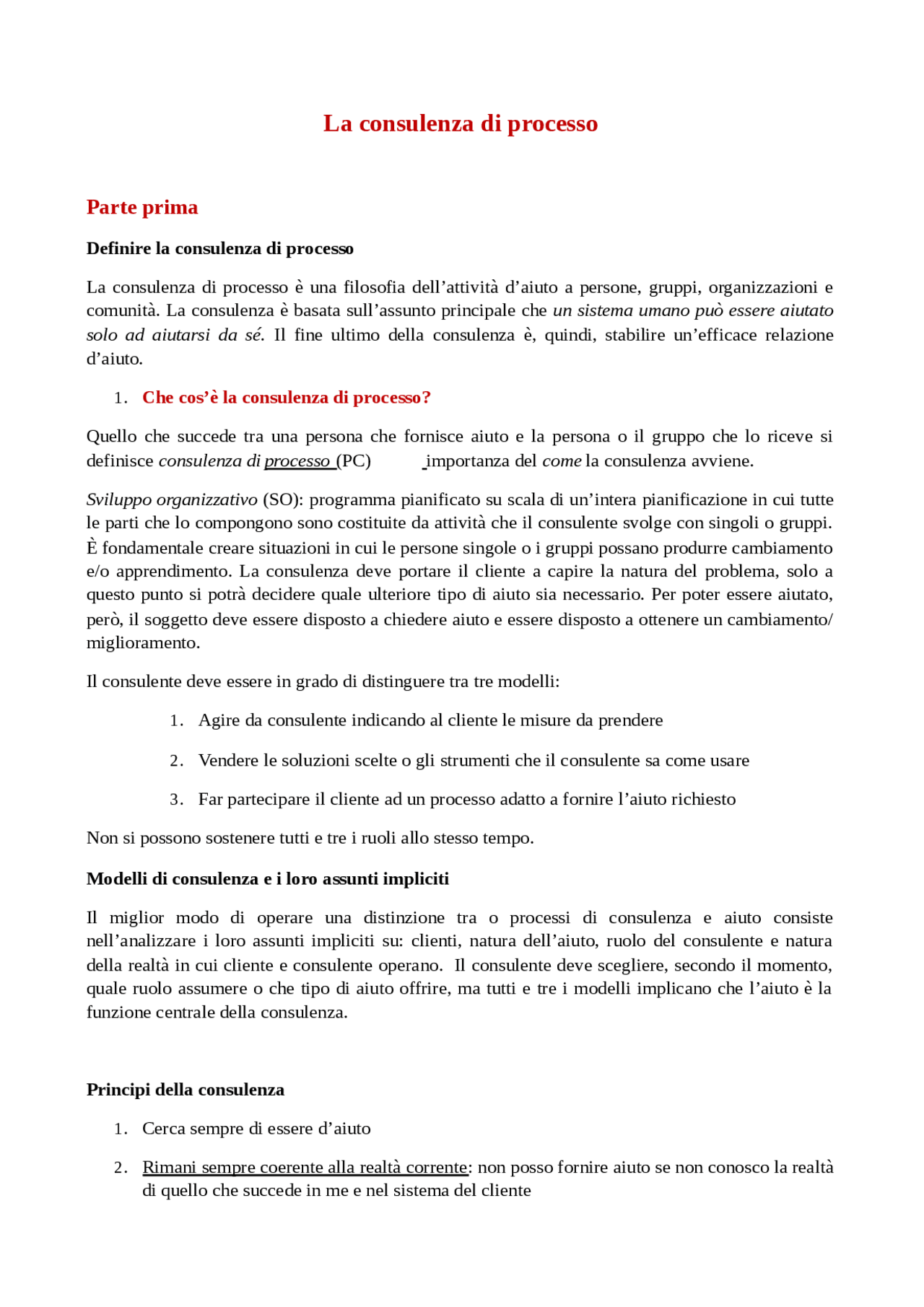 La Consulenza Di Processo Docsity