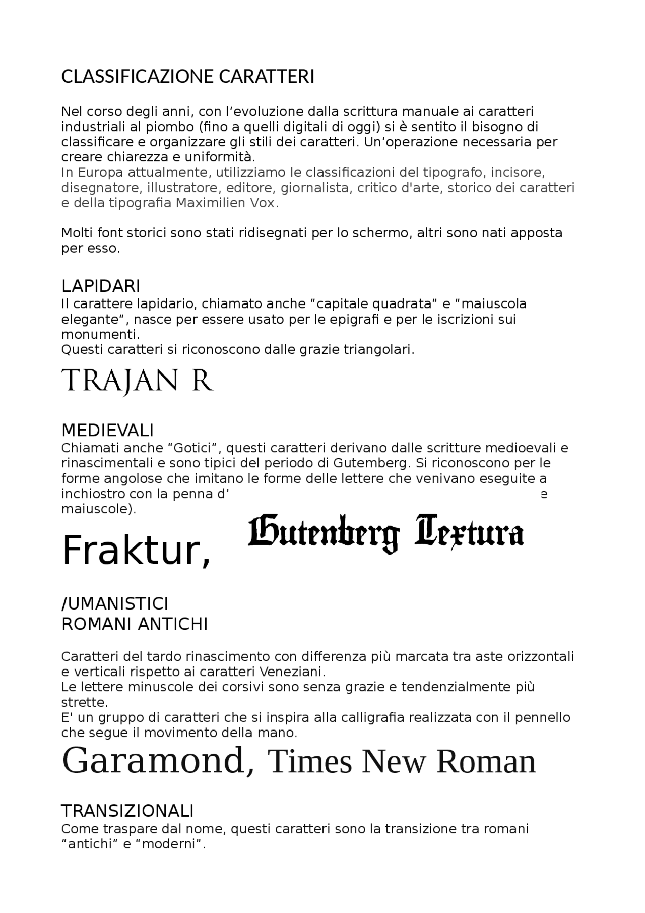 Classificazione Caratteri Docsity