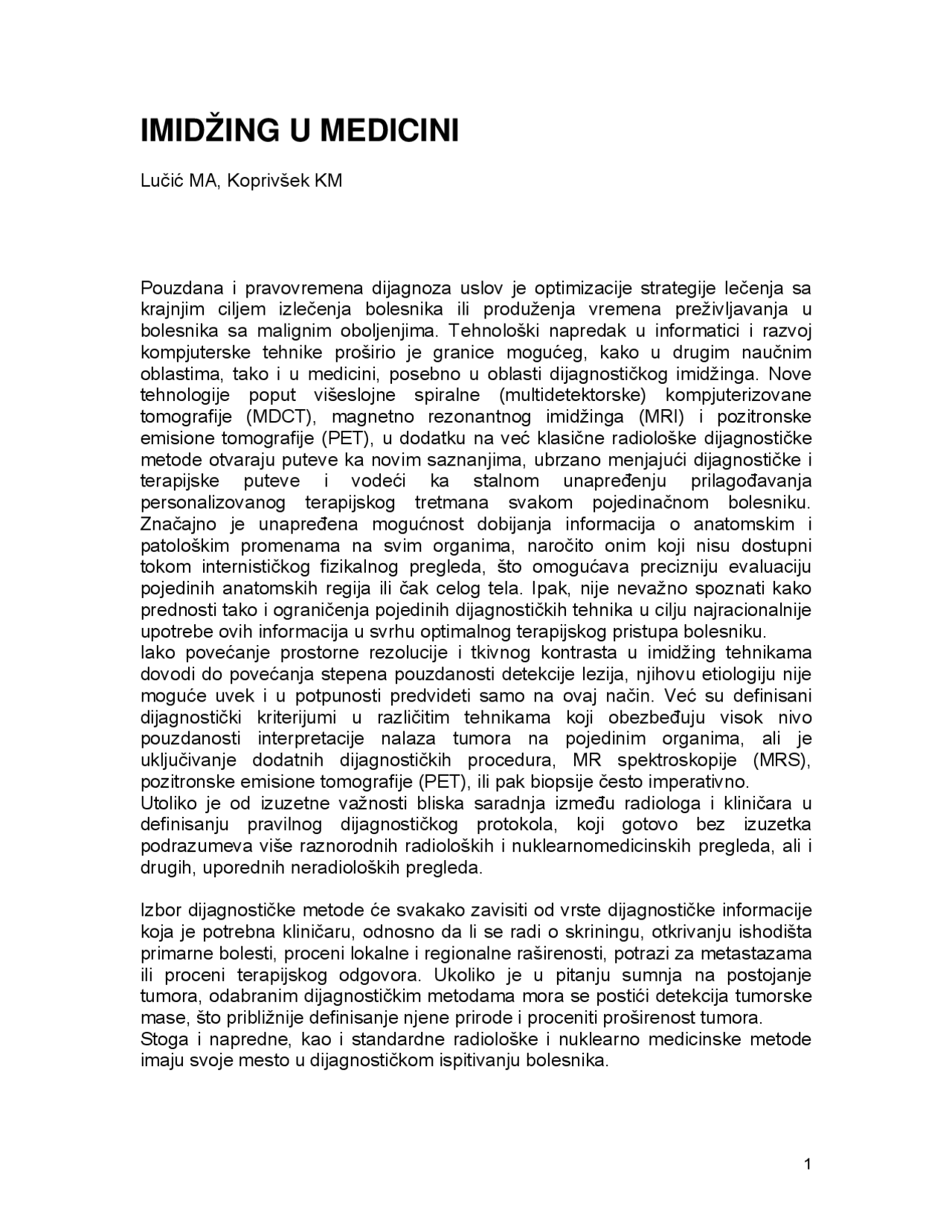 Imidzing Metode U Medicini Rezime Predlog Radiologija Docsity
