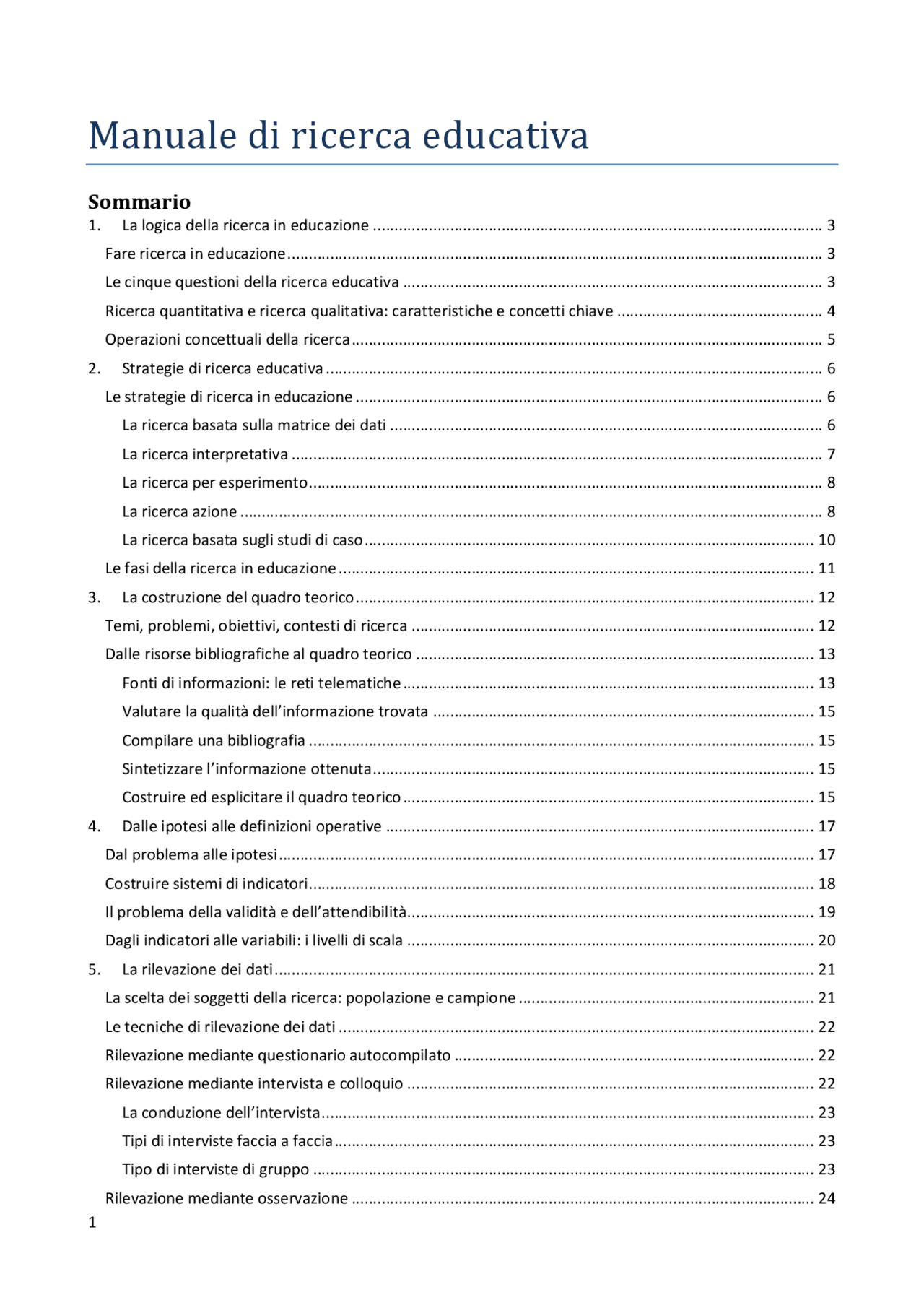 Manuale Di Ricerca Educativa Docsity