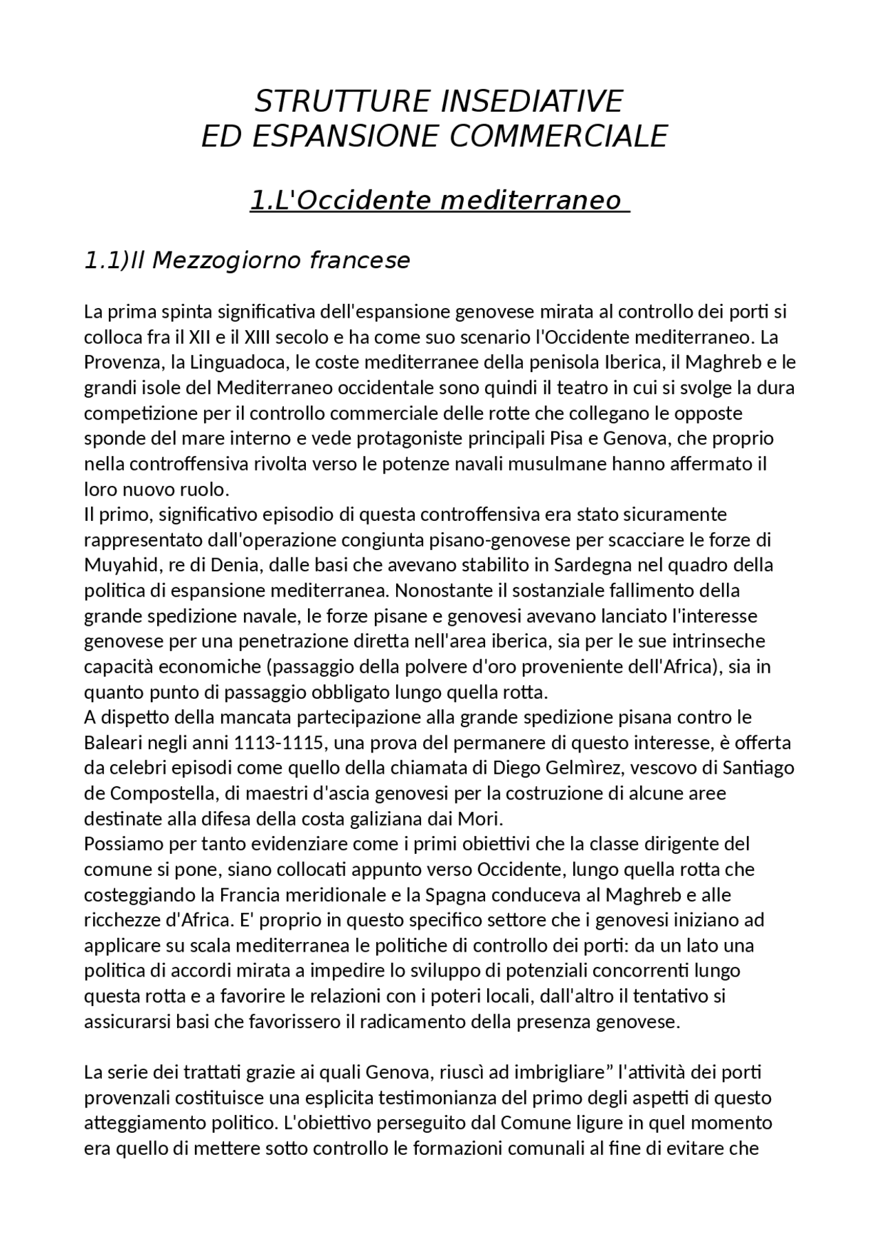 Riassunti Strutture Insediative Docsity