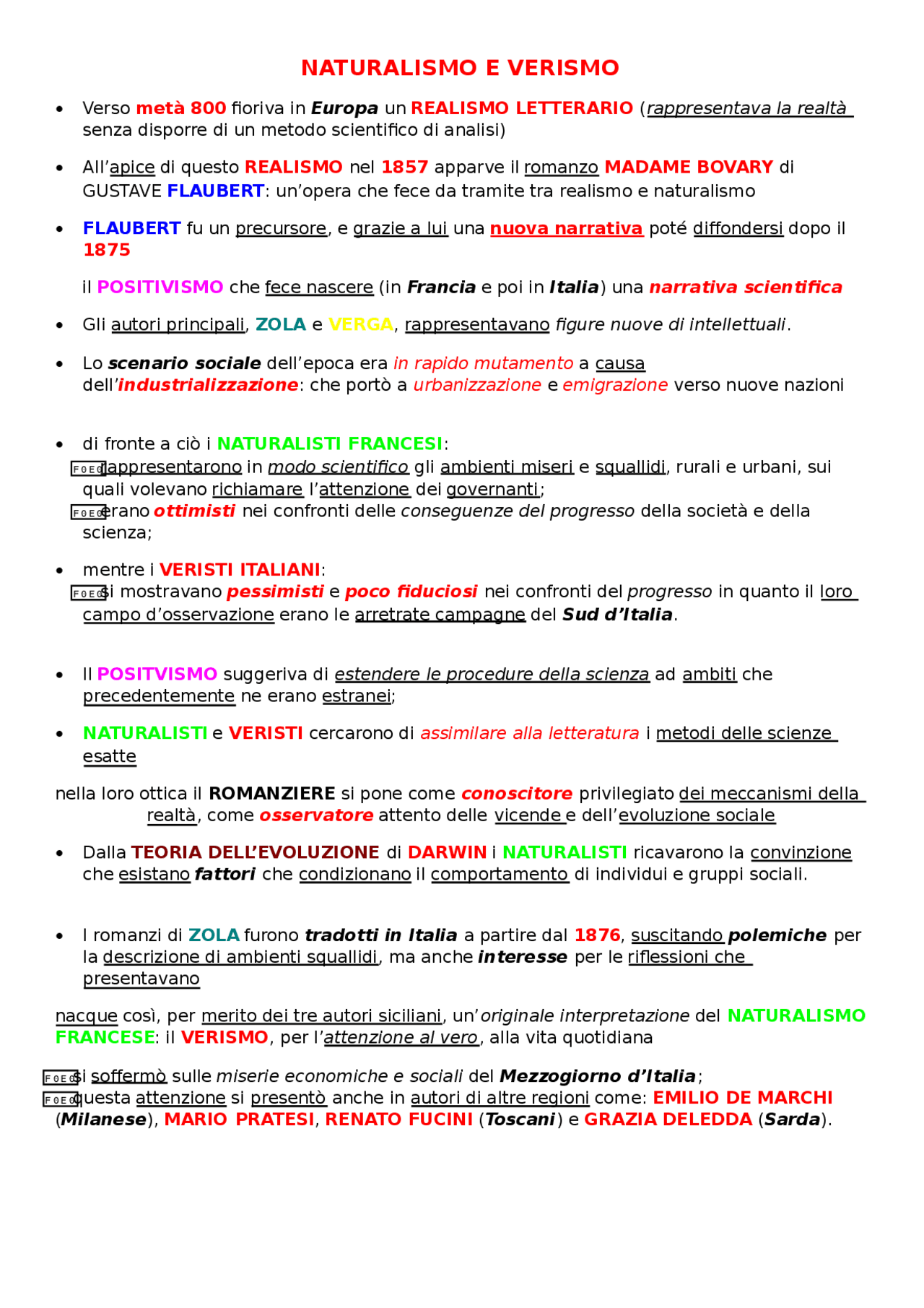 Naturalismo E Verismo Docsity