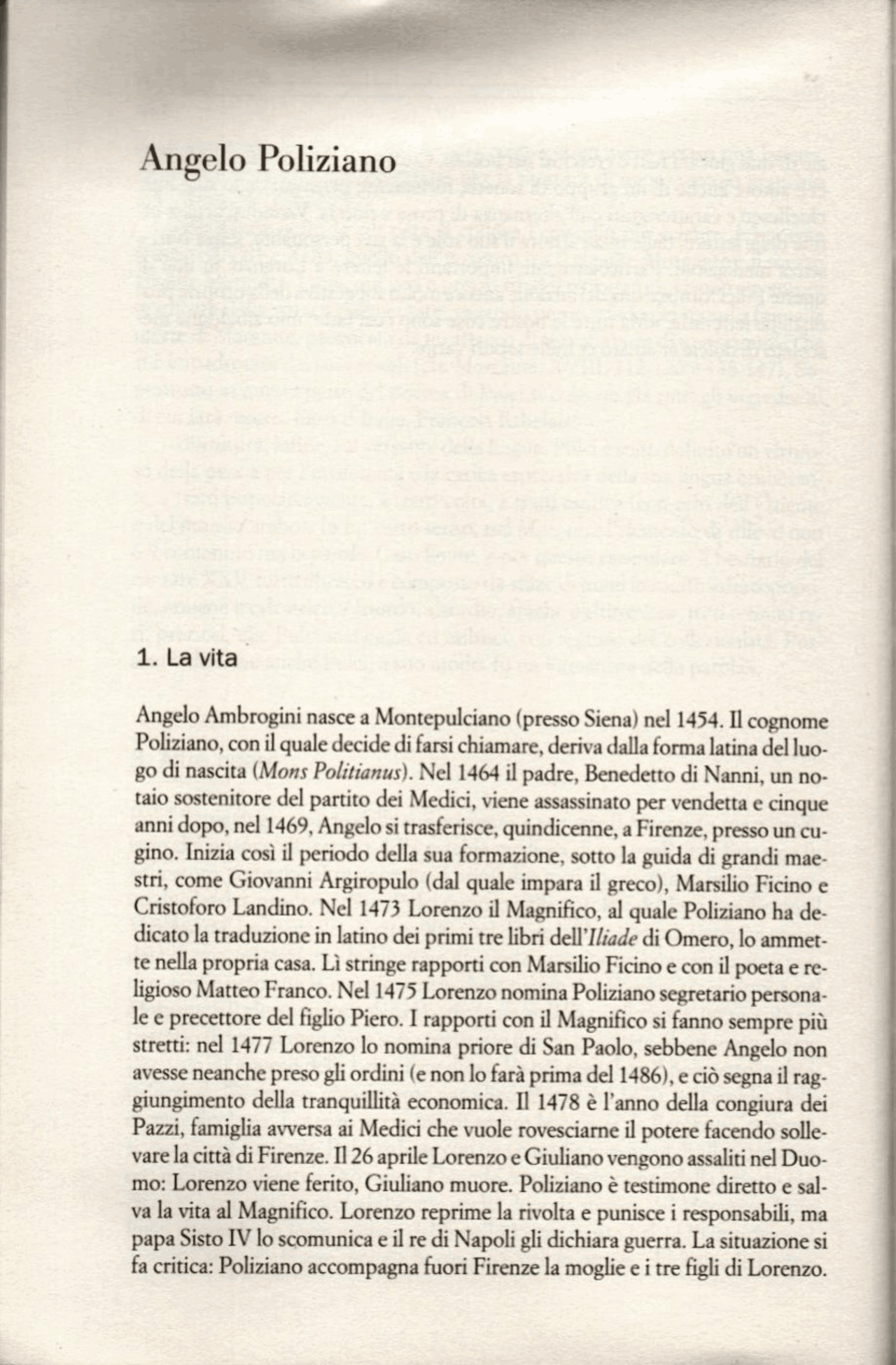 Vita Angelo Poliziano Docsity