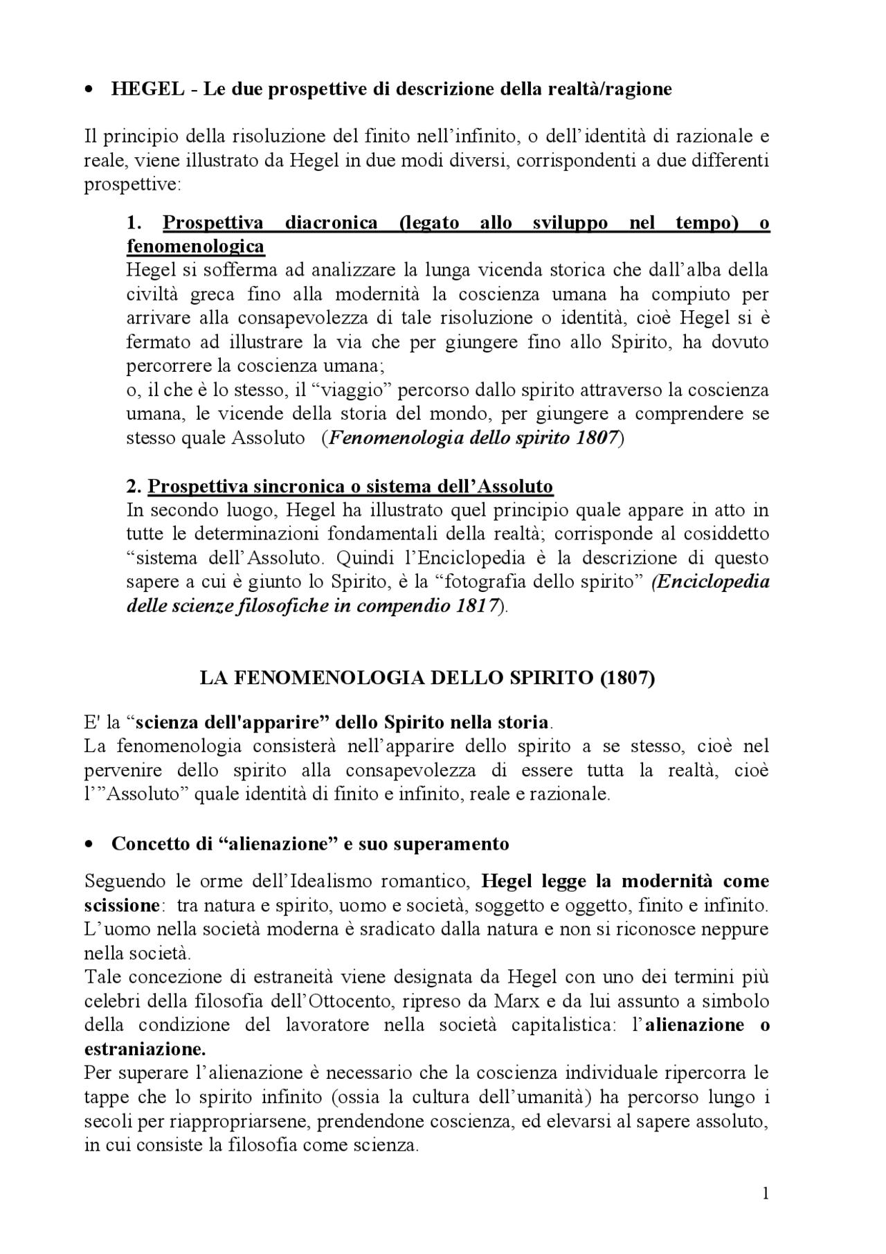 Spiegazione Fenomenologia Dello Spirito Ed Enciclopedia Delle