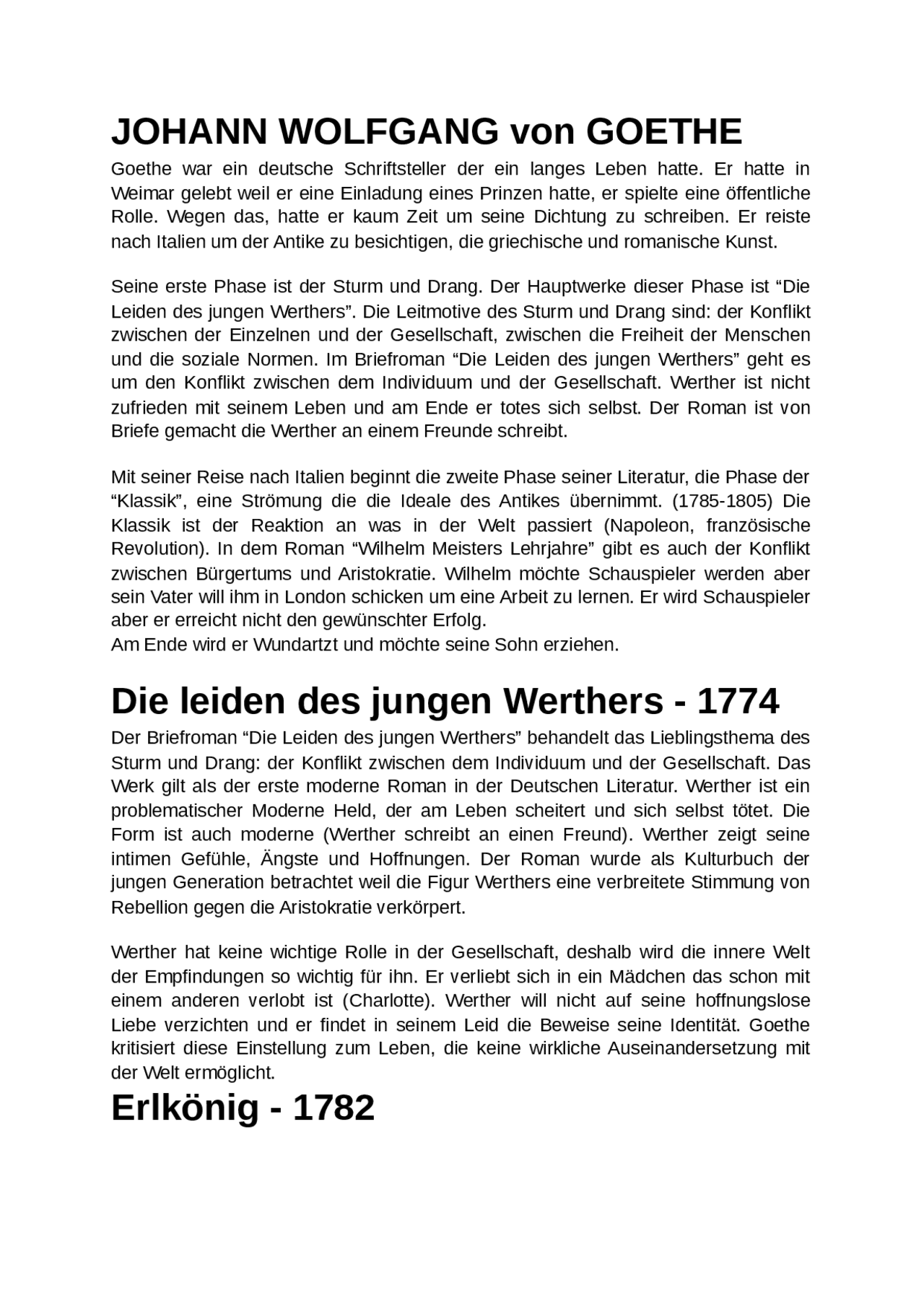 Appunti Su Goethe 5a Liceo Linguistico Appunti Di Tedesco Docsity