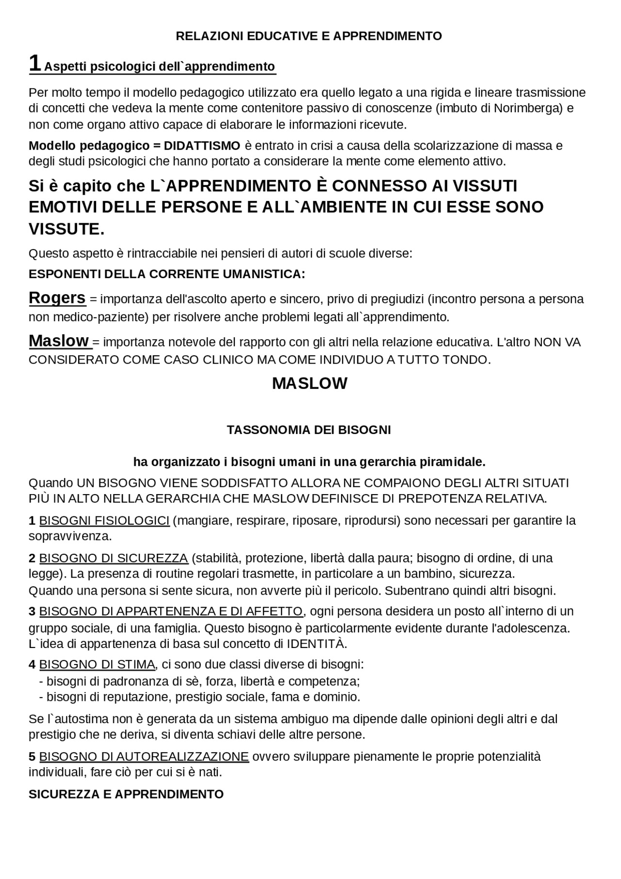 Relazioni Educative E Apprendimento Capurso Docsity
