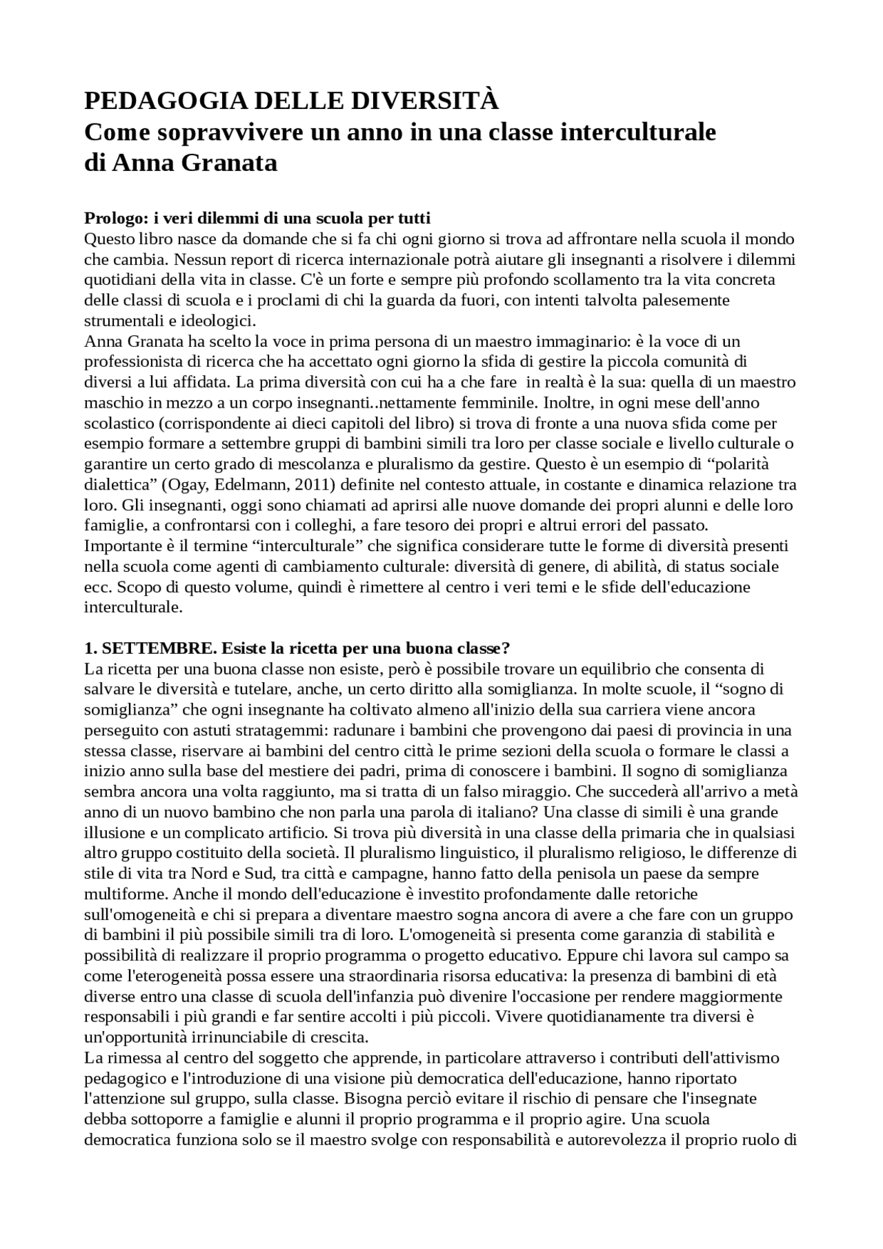 Pedagogia Delle Diversità Docsity