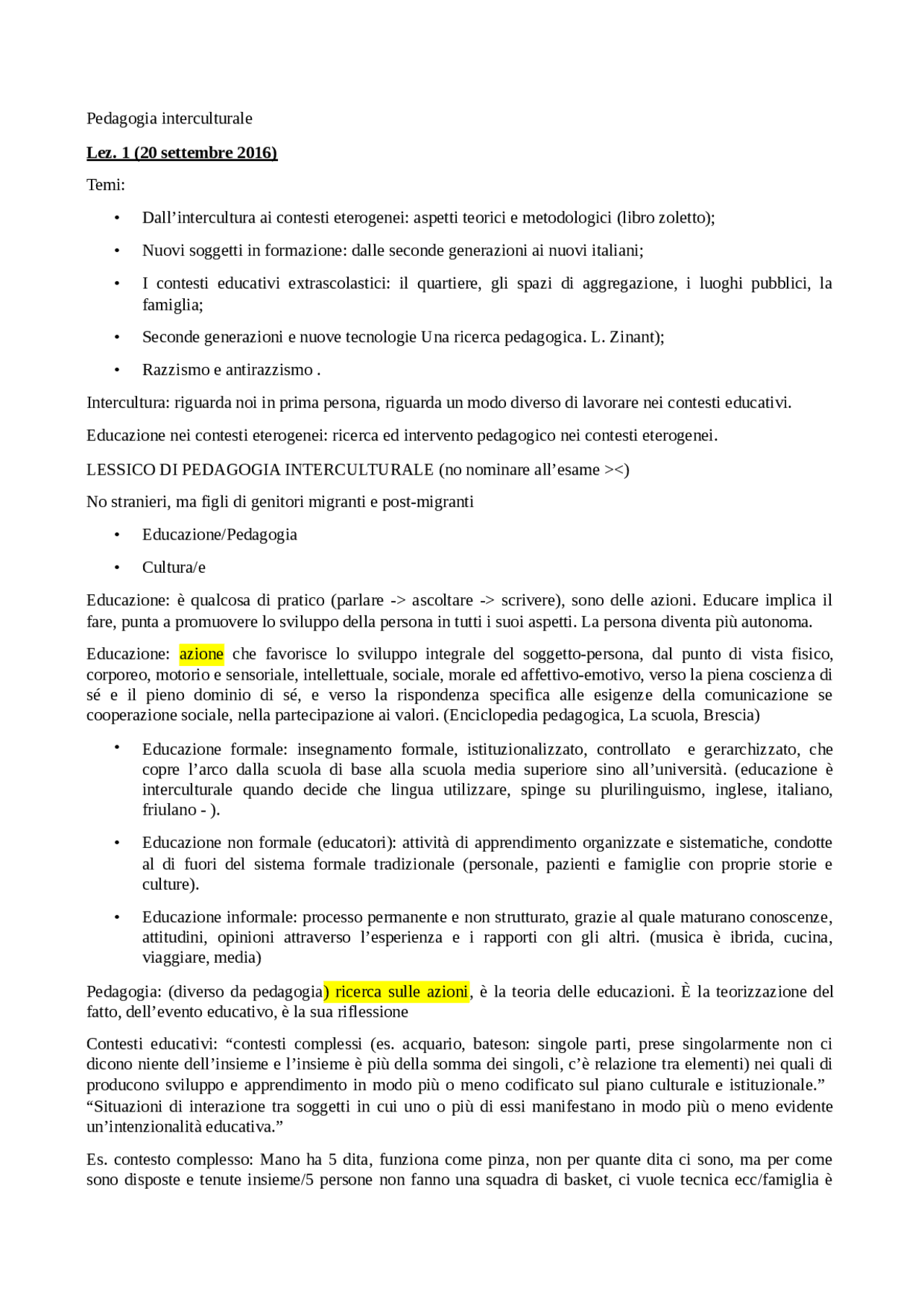Appunti Pedagogia Interculturale Docsity