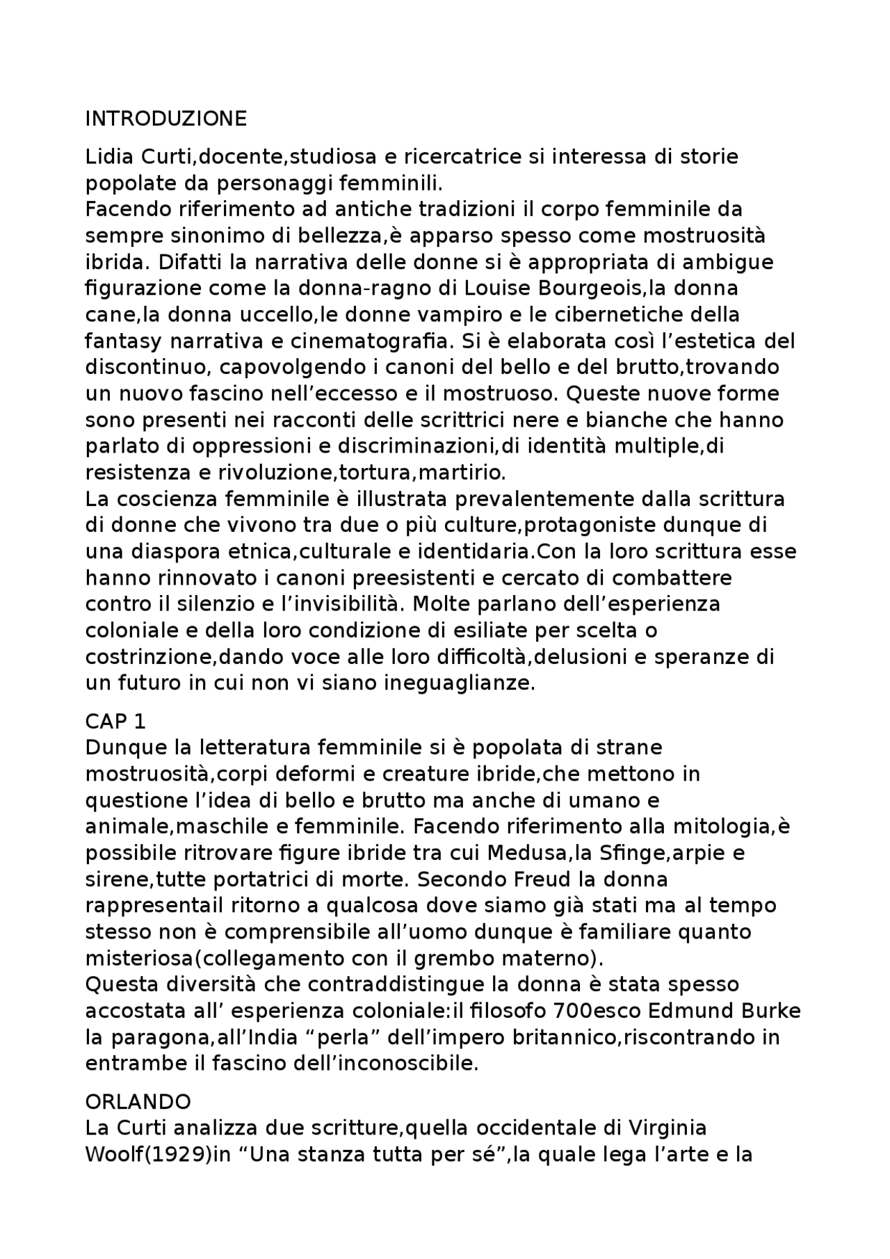 Lidia curti la voce dell'altra. Scritture ibride tra femminismo e postcoloniale - Docsity