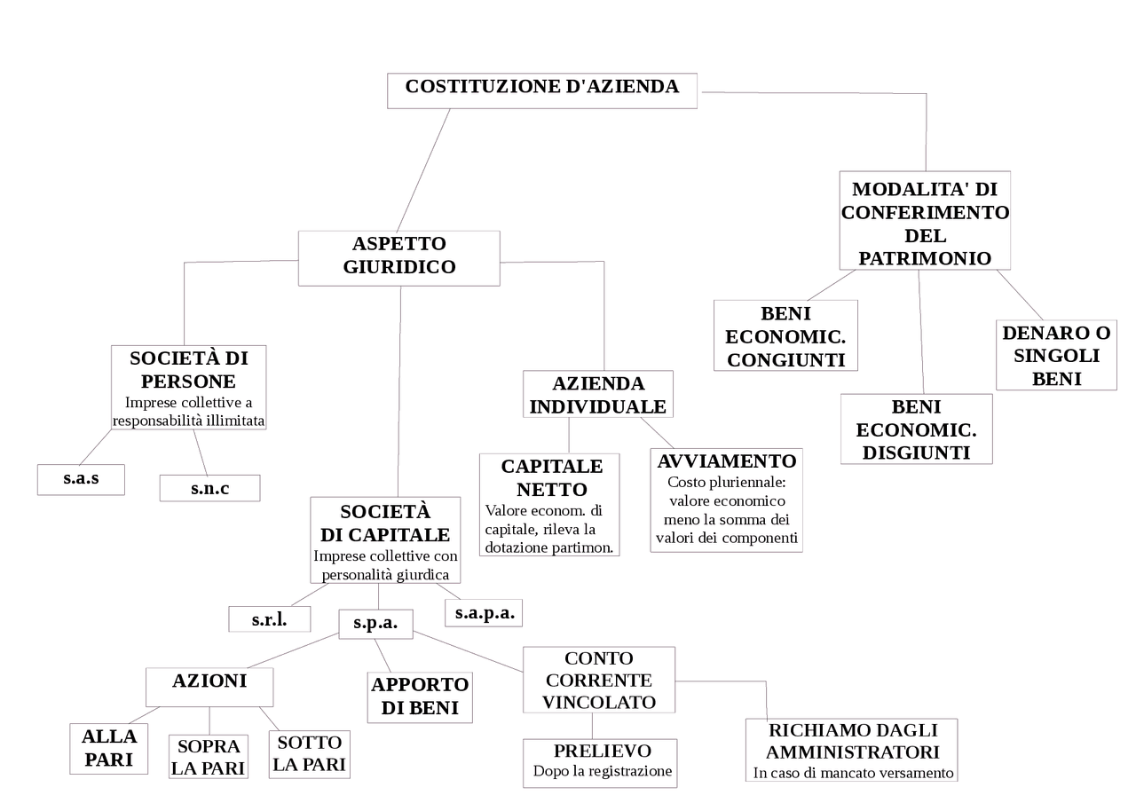Mappa della costituzione aziendale | Schemi e mappe concettuali di Economia Aziendale | Docsity