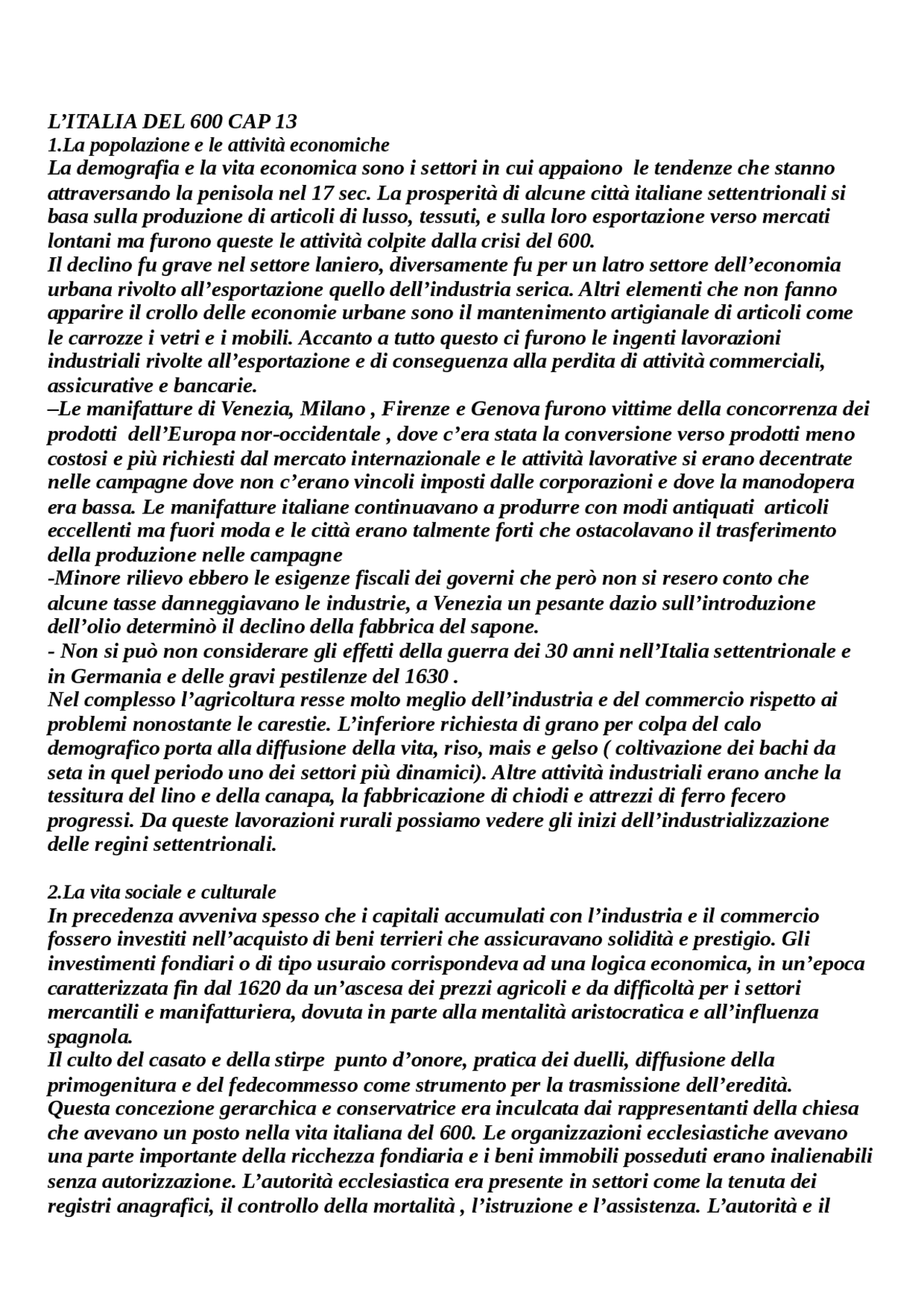 STORIA MODERNA (1492-1848) CARLO CAPRA. CAPITOLI 13-21-23-26 - Docsity