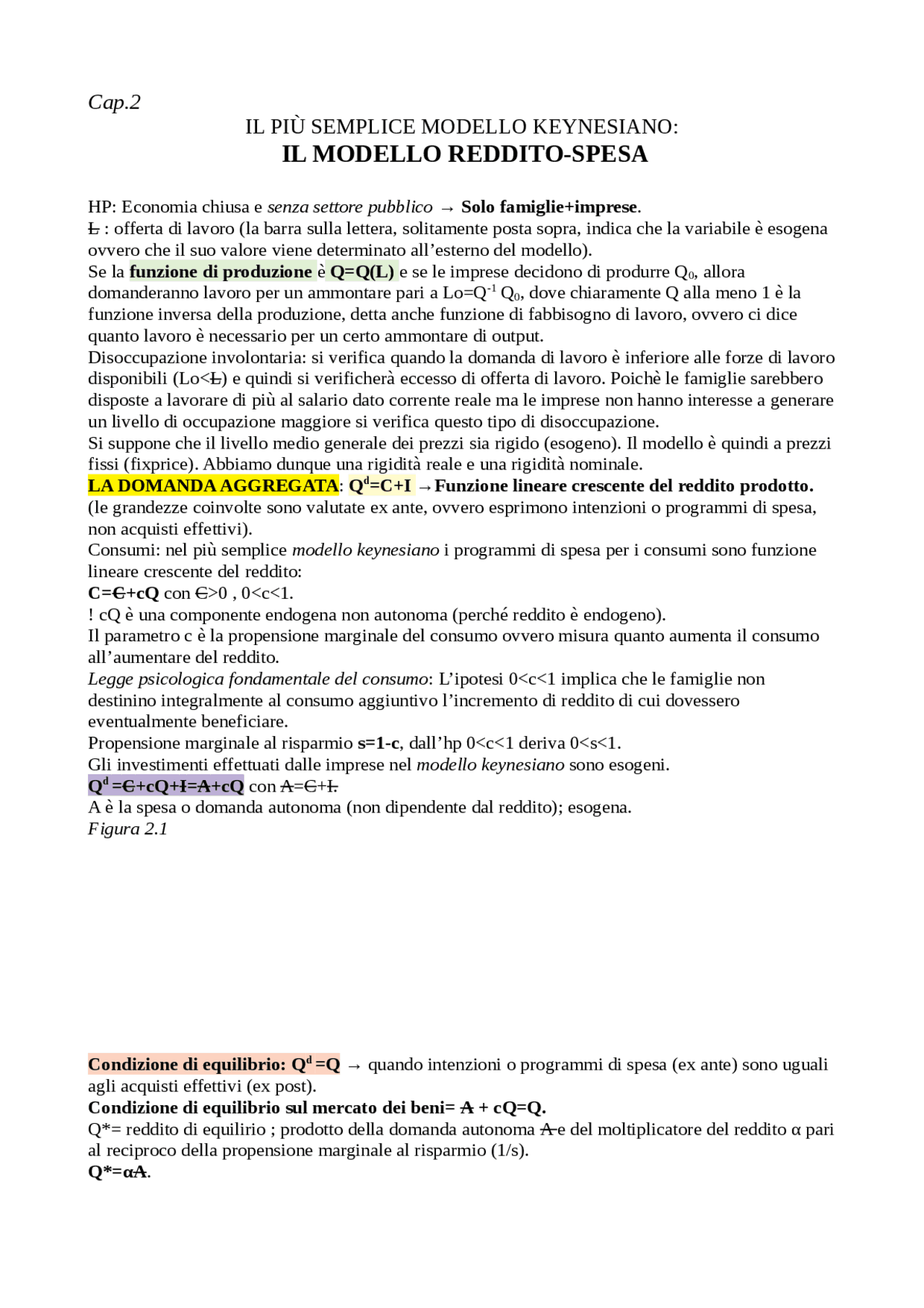 Capitolo 2 Riassunti Di Macroeconomia Docsity