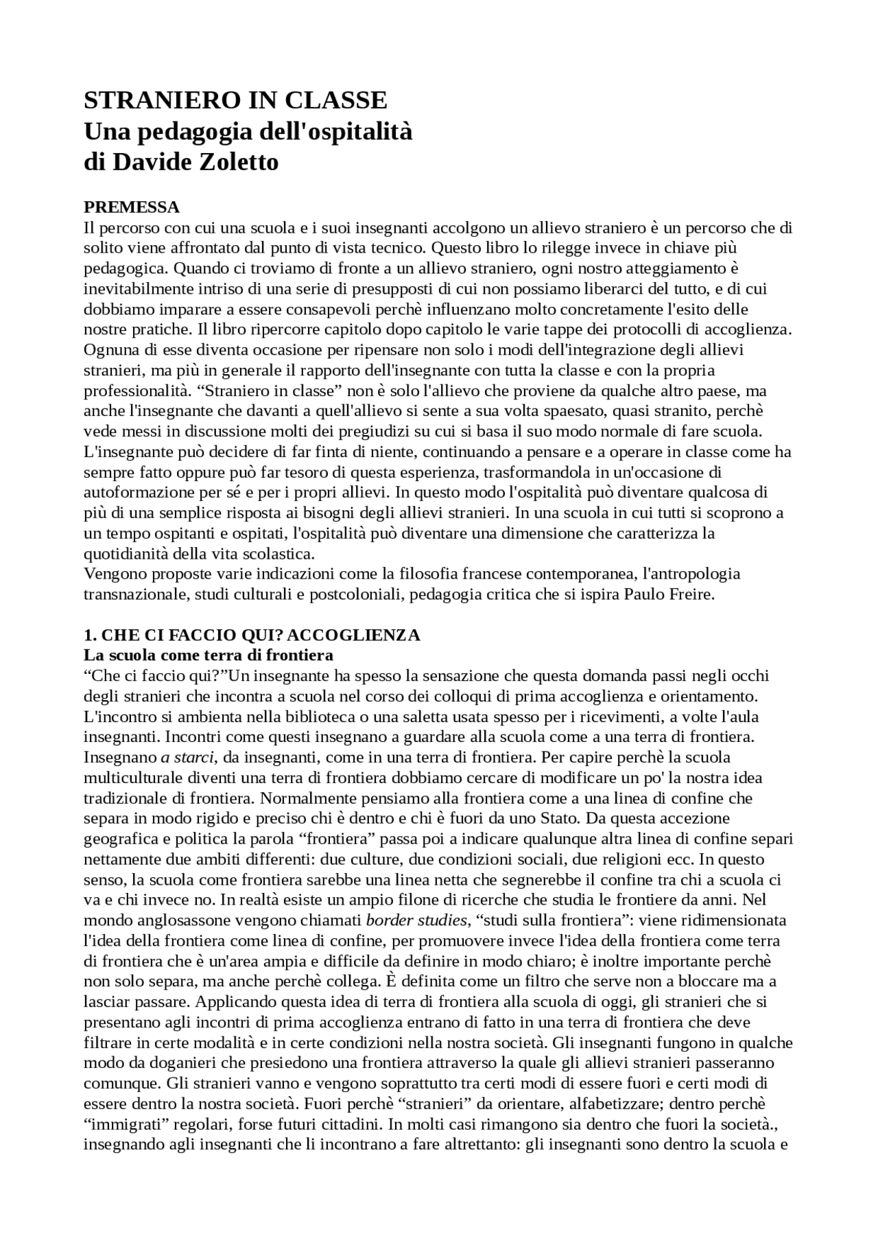 Straniero In Classe Docsity
