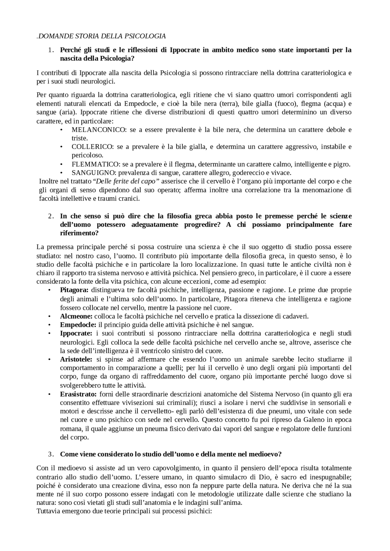 Storia Della Psicologia Docsity