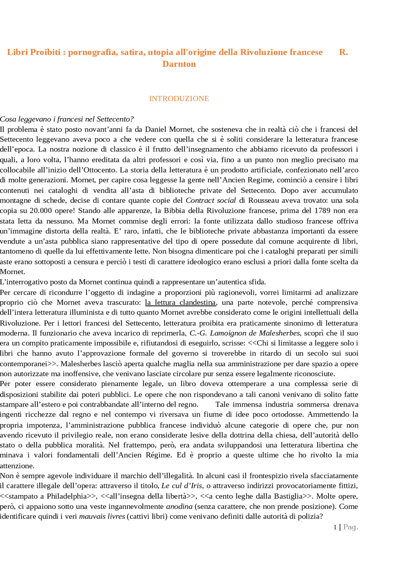 Libri Proibiti Robert Darnton Docsity