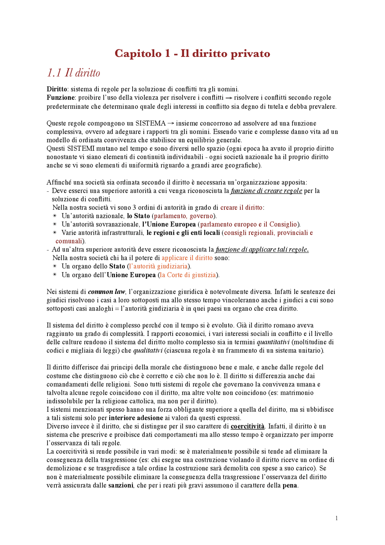 Capitoli Introduttivi Diritto Privato Docsity