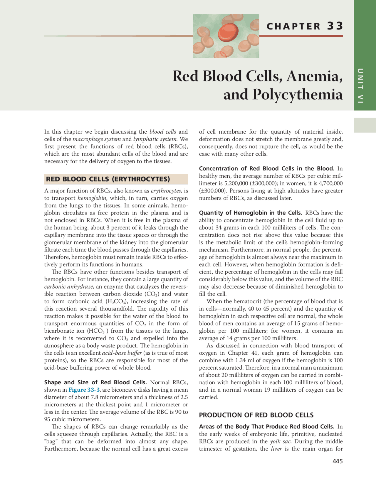 Red Blood Cells, Anemia, and Polycythemia - Docsity
