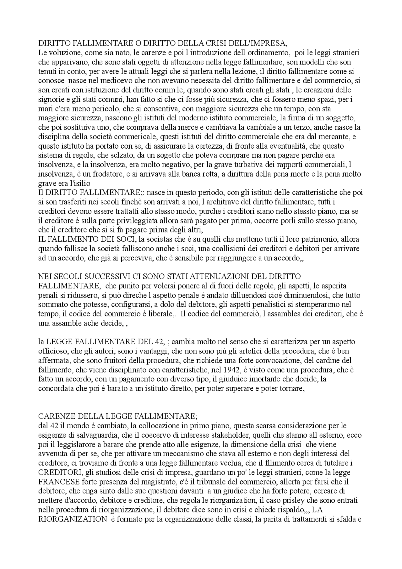 Appunti Primi 5 Capitoli Diritto Fallimentare Management Mercatorum