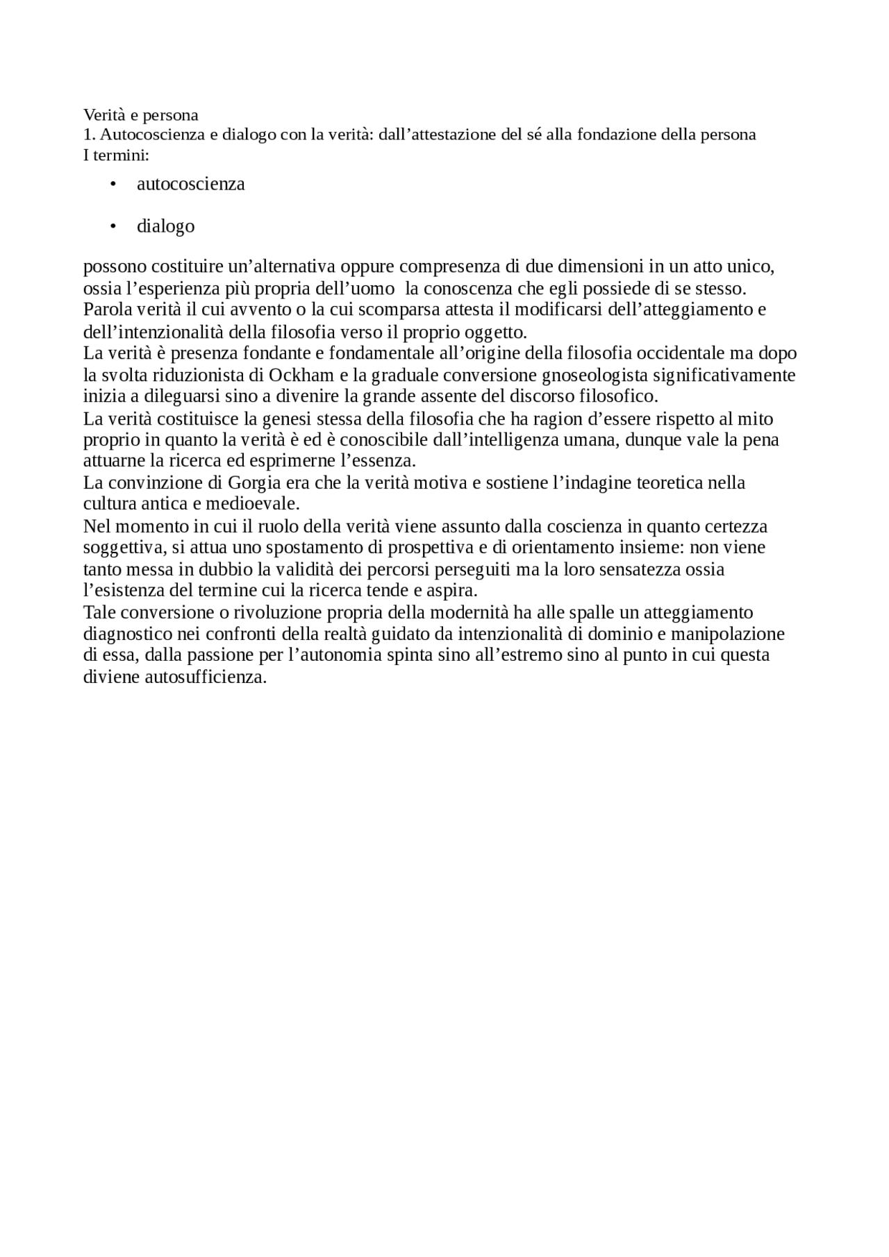 Verità E Persona Riassunti Libro E Spiegazione Docsity