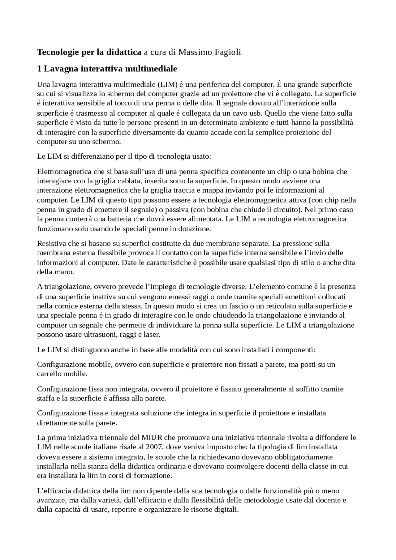 Tecnologie Per La Didattica A Cura Di Massimo Fagioli Docsity