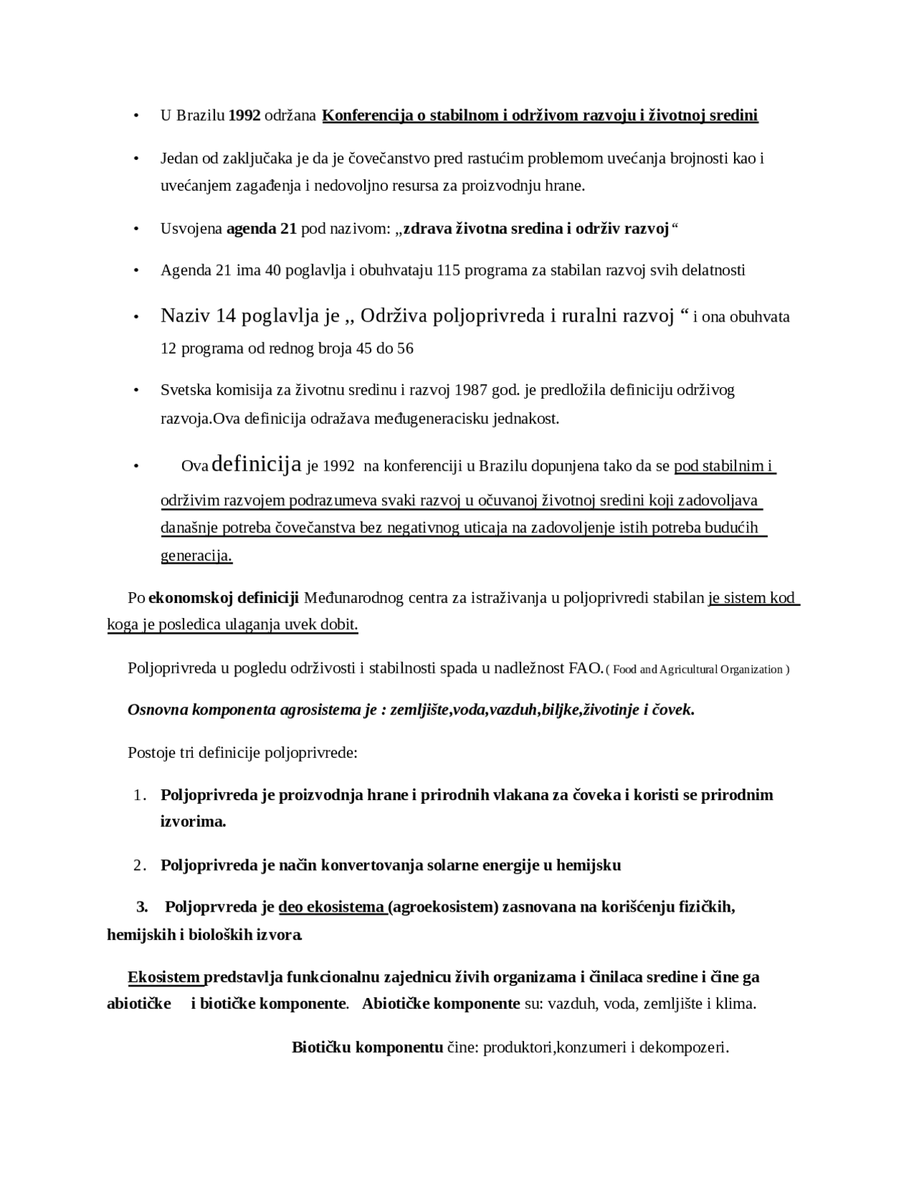 Odrziva poljoprivreda | Rezime' predlog Životna sredina i održivi ...