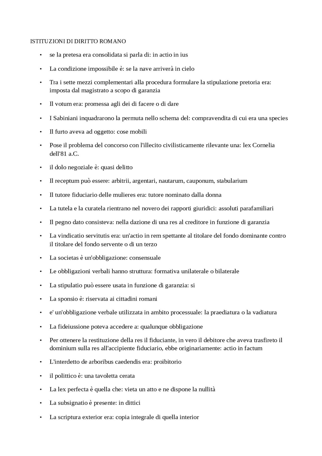 Prove Desame Diritto Romano Pegaso Docsity