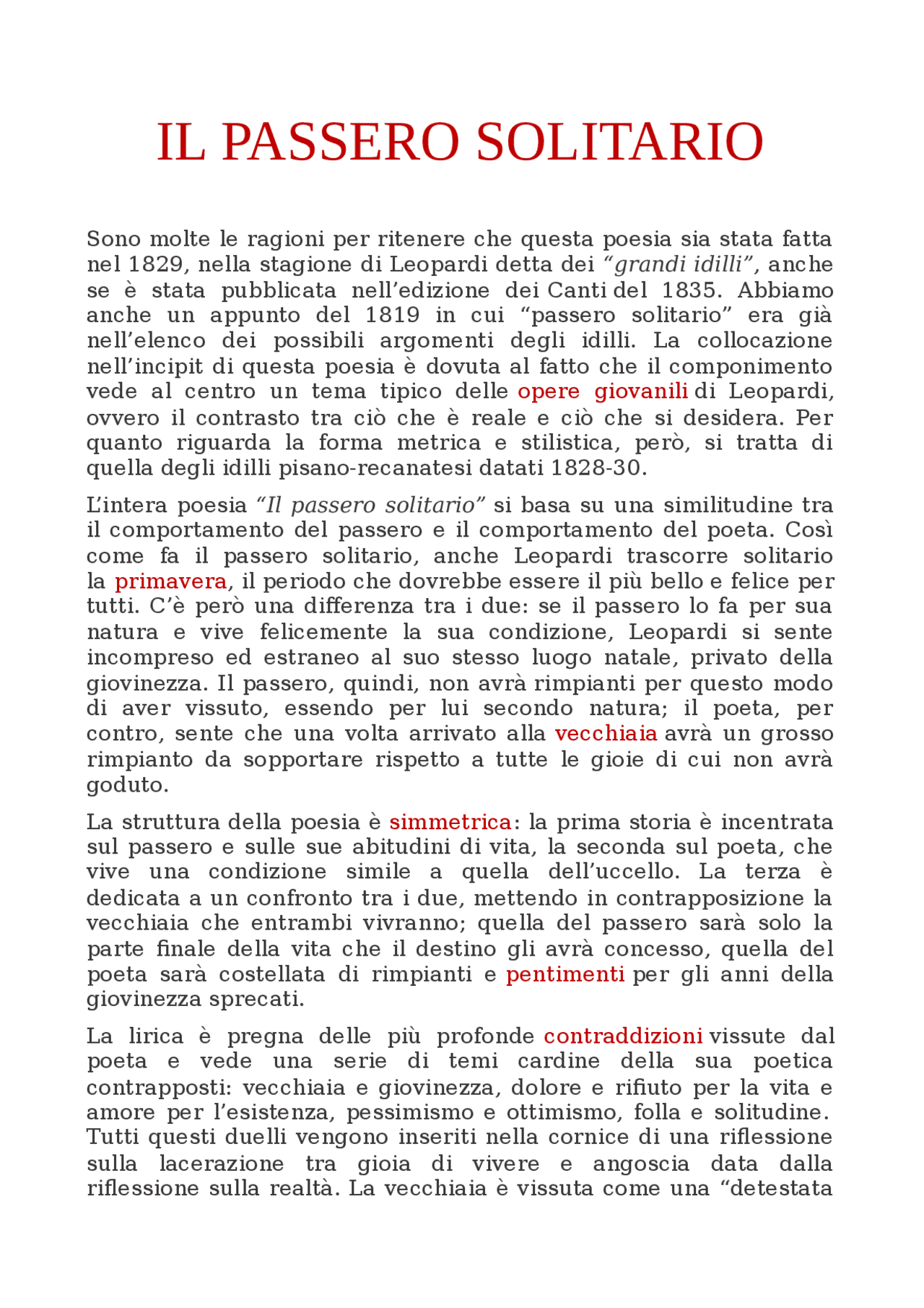 Giacomo Leopardi Analisi Opere Commento Docsity