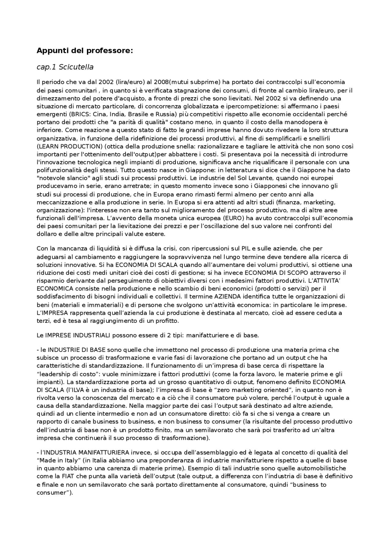 Gestione Delle Imprese Docsity
