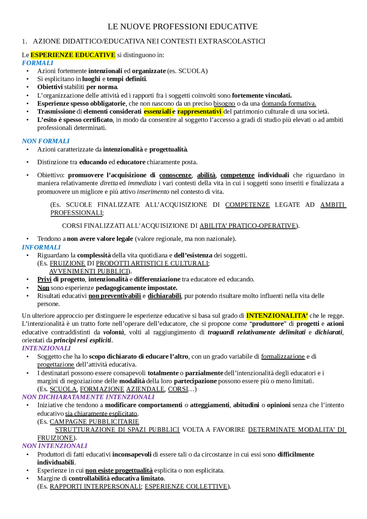 Le Nuove Professioni Educative Docsity
