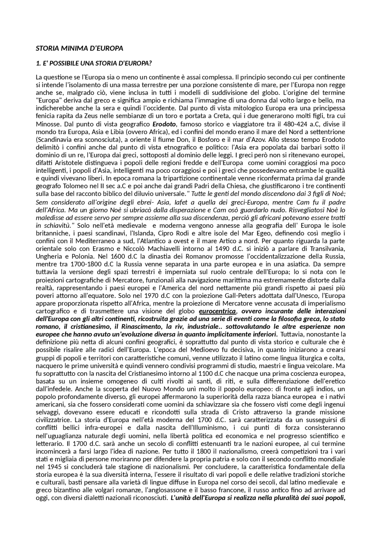 Storia Minima Deuropa Docsity