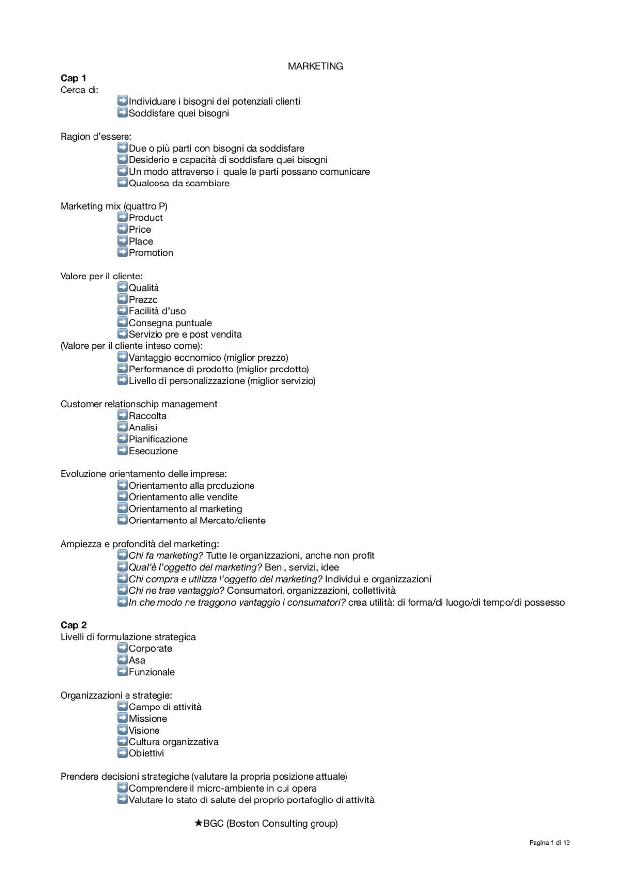 Schemi Riassuntivi Marketing Docsity