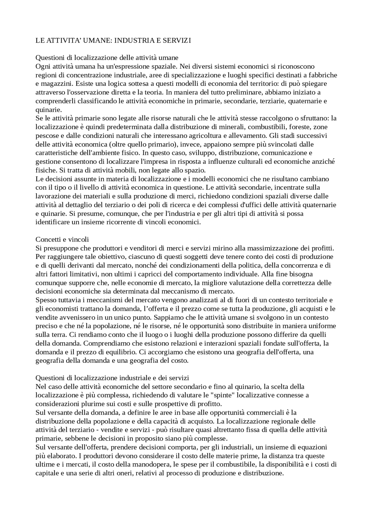 Geografia Umana 2018 Docsity