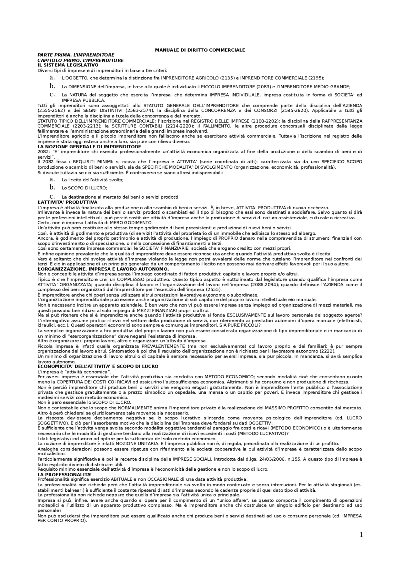 Manuale Di Diritto Commerciale Gianfranco Campobasso Docsity