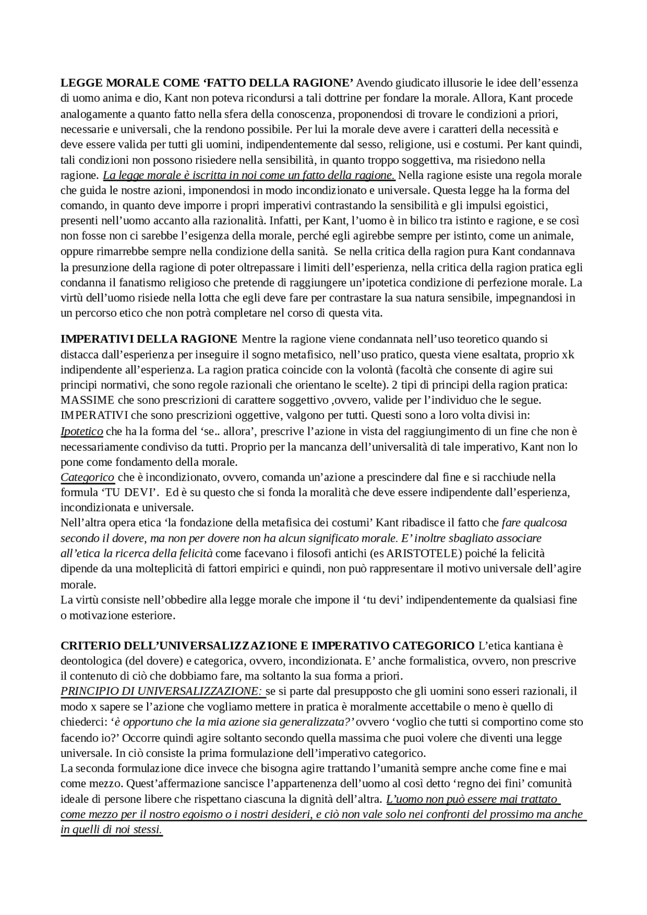 Appunti Kant Completi Docsity
