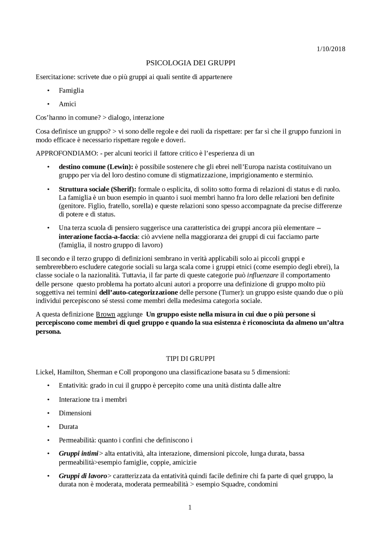 Psicologia Dei Gruppi Docsity