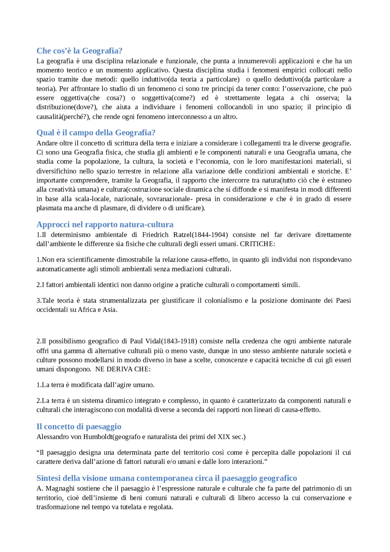 Riassunto Di Geografia Umana Docsity