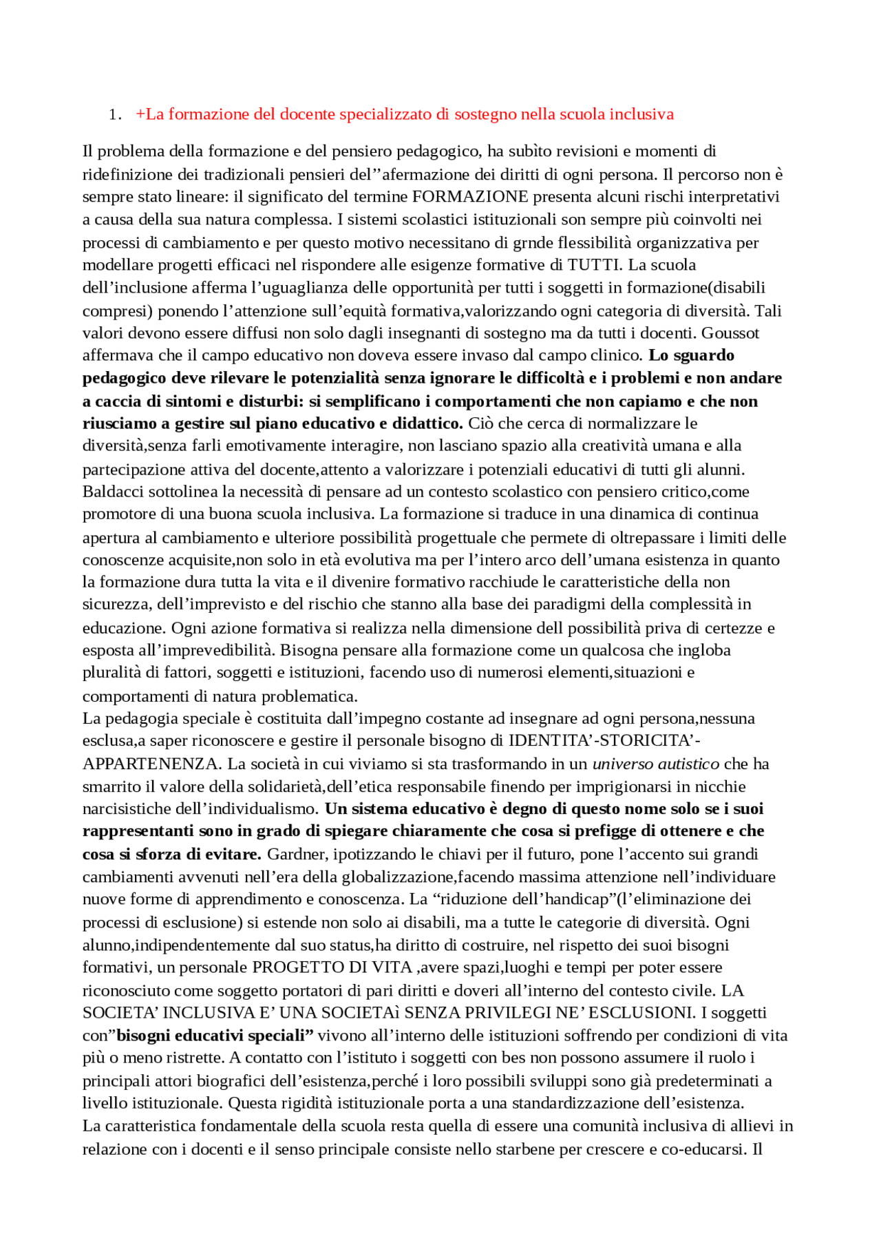 Linsegnante Specializzato Al Bivio Di Gaspari Docsity