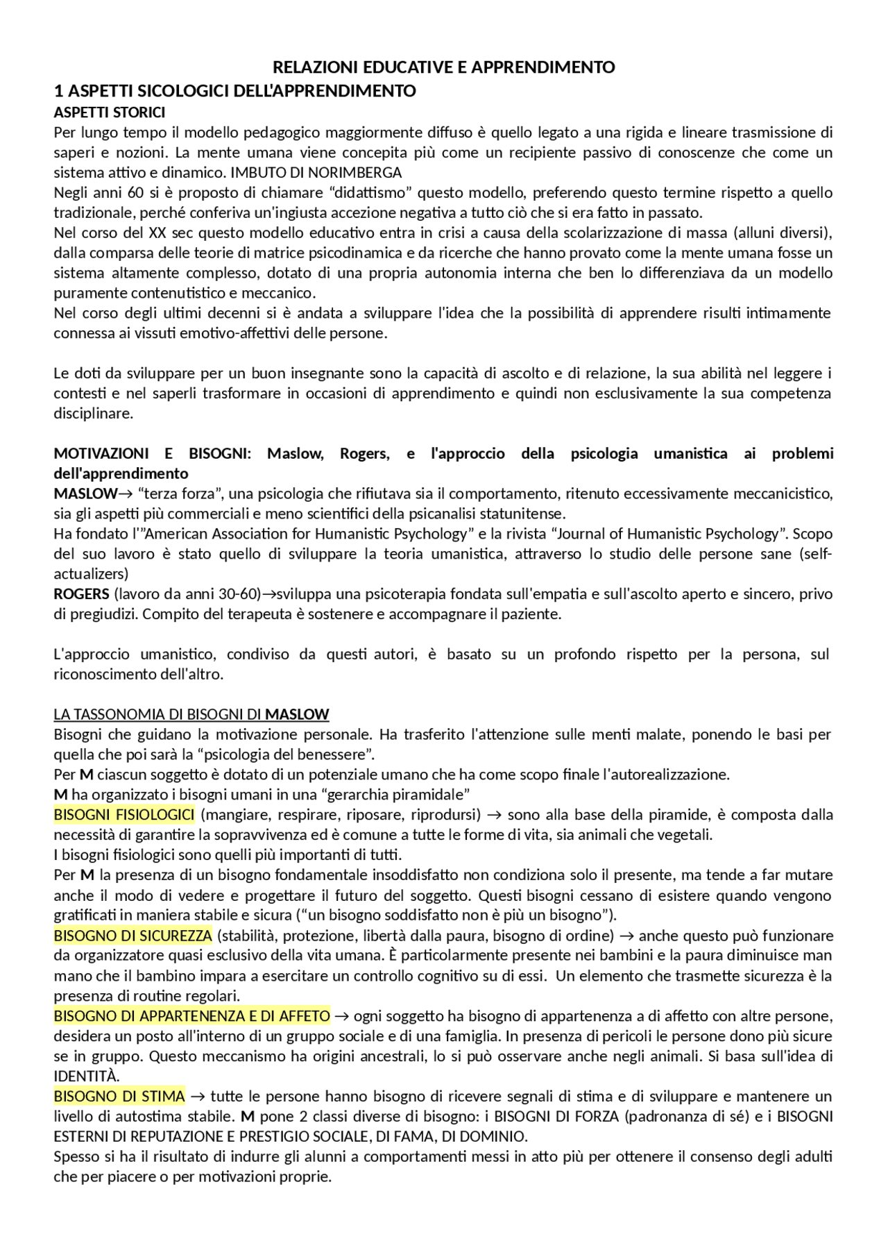 Relazioni Educative E Apprendimento Docsity