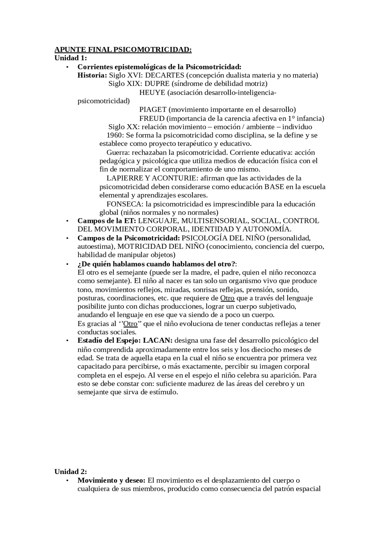 Apunte Estimulación Temprana Docsity
