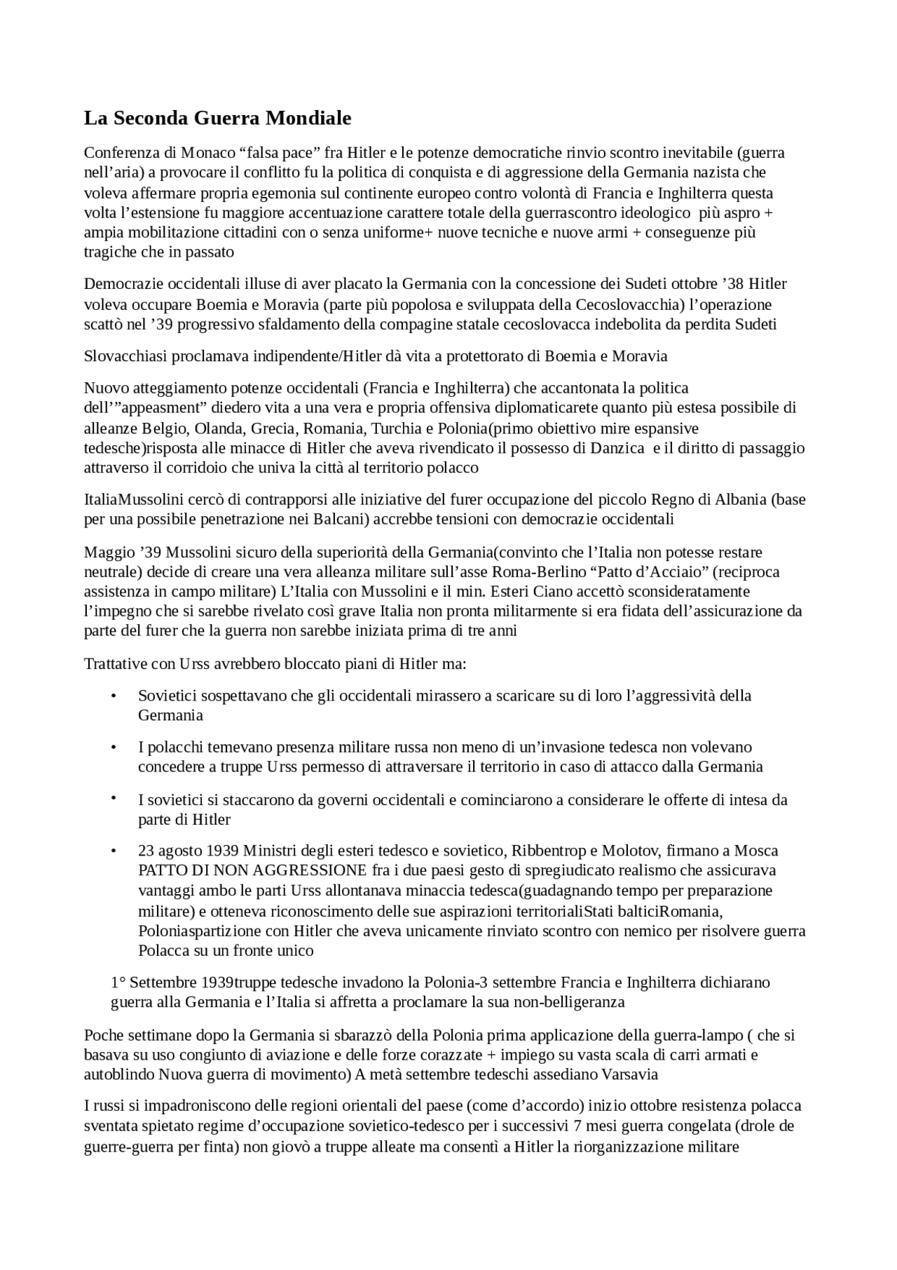 La Seconda Guerra Mondiale Riassunti Appunti Di Storia Docsity
