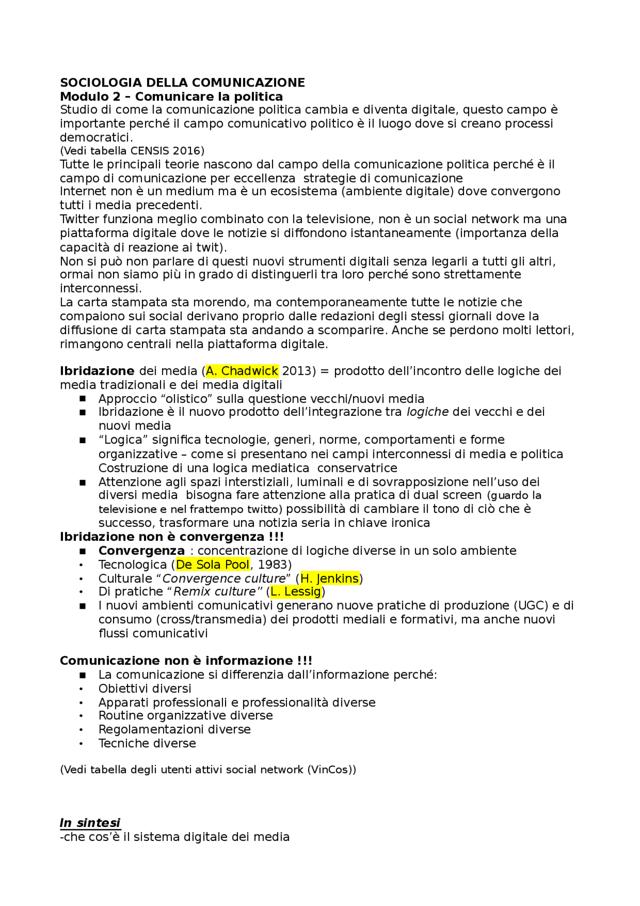Seconda Parte Sociologia Della Comunicazione Docsity