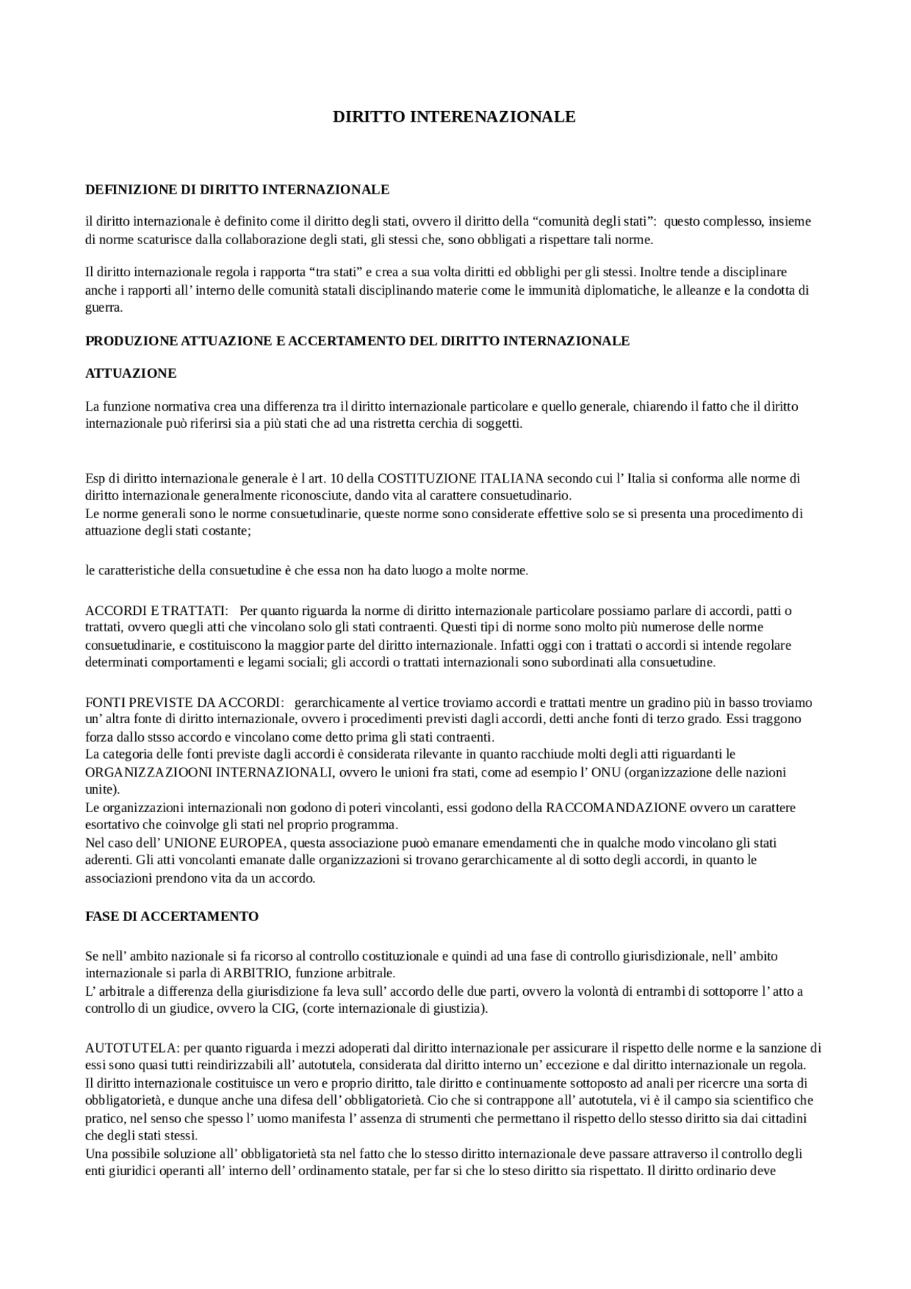 Primi passi al diritto internazionale - Docsity