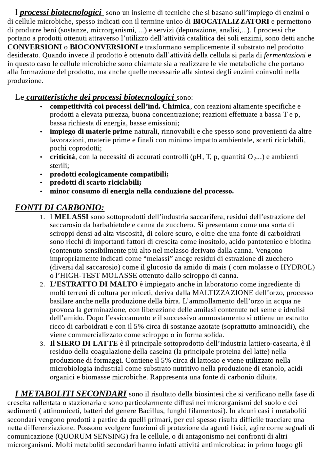 Processi Biotecnologici Docsity
