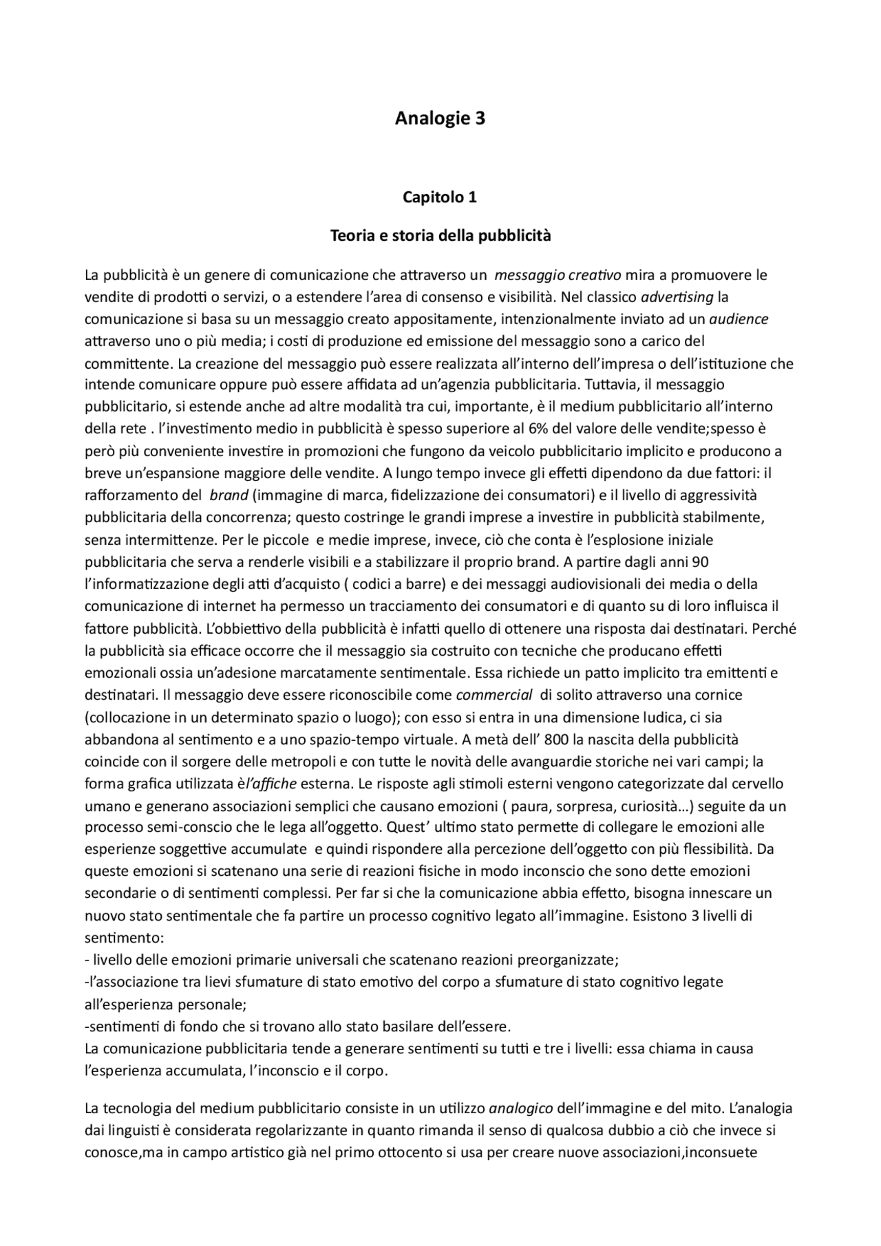 Riassunto Analogie3 Prof Ragone Docsity